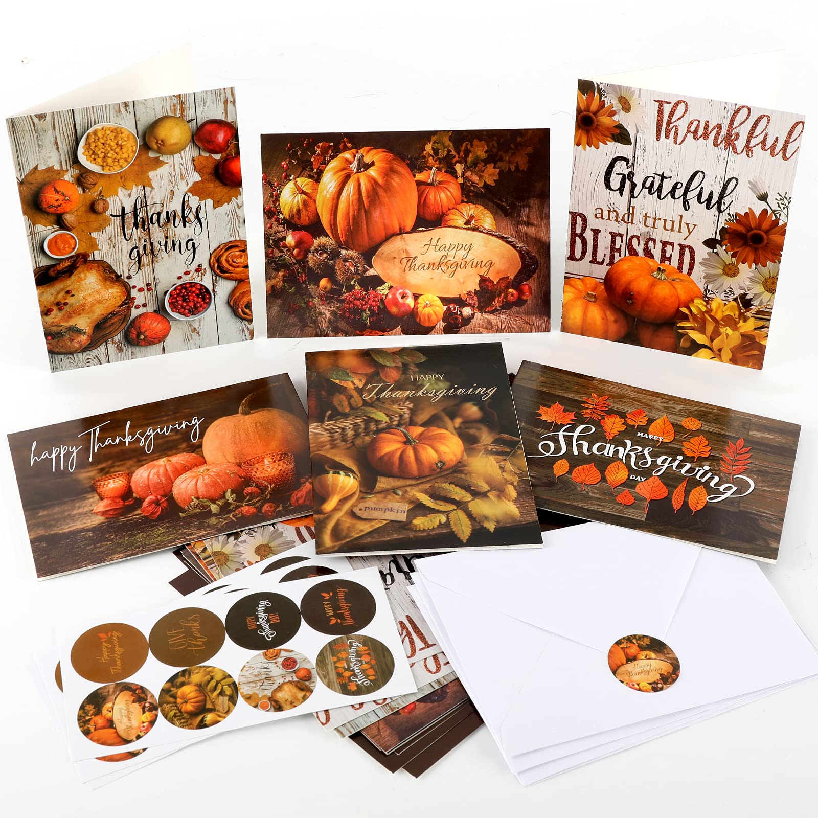Amazon.com : Whaline 24Pcs Thanksgiving Greeting Cards Assortment with ...