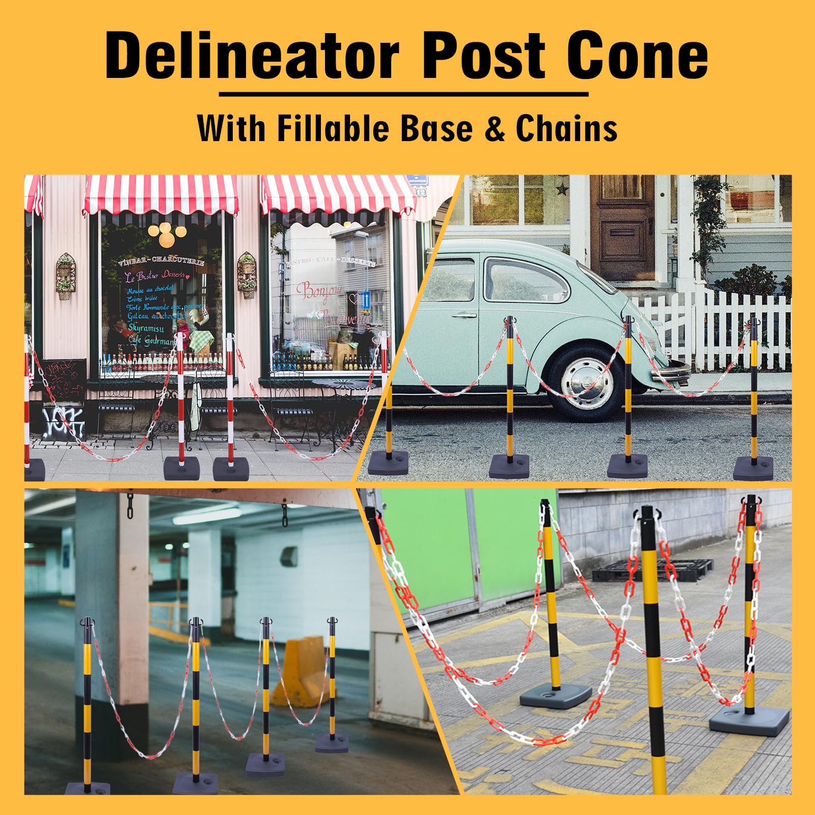 Snapklik.com : 4 Packs 40" Traffic Delineator Post Cone