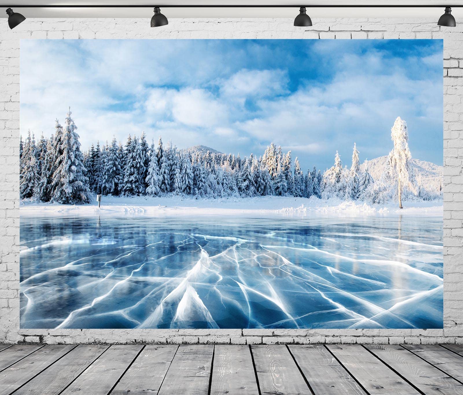 Amazon.com : CORFOTO 7x5ft Fabric Winter Frozen Lake Backdrop ...