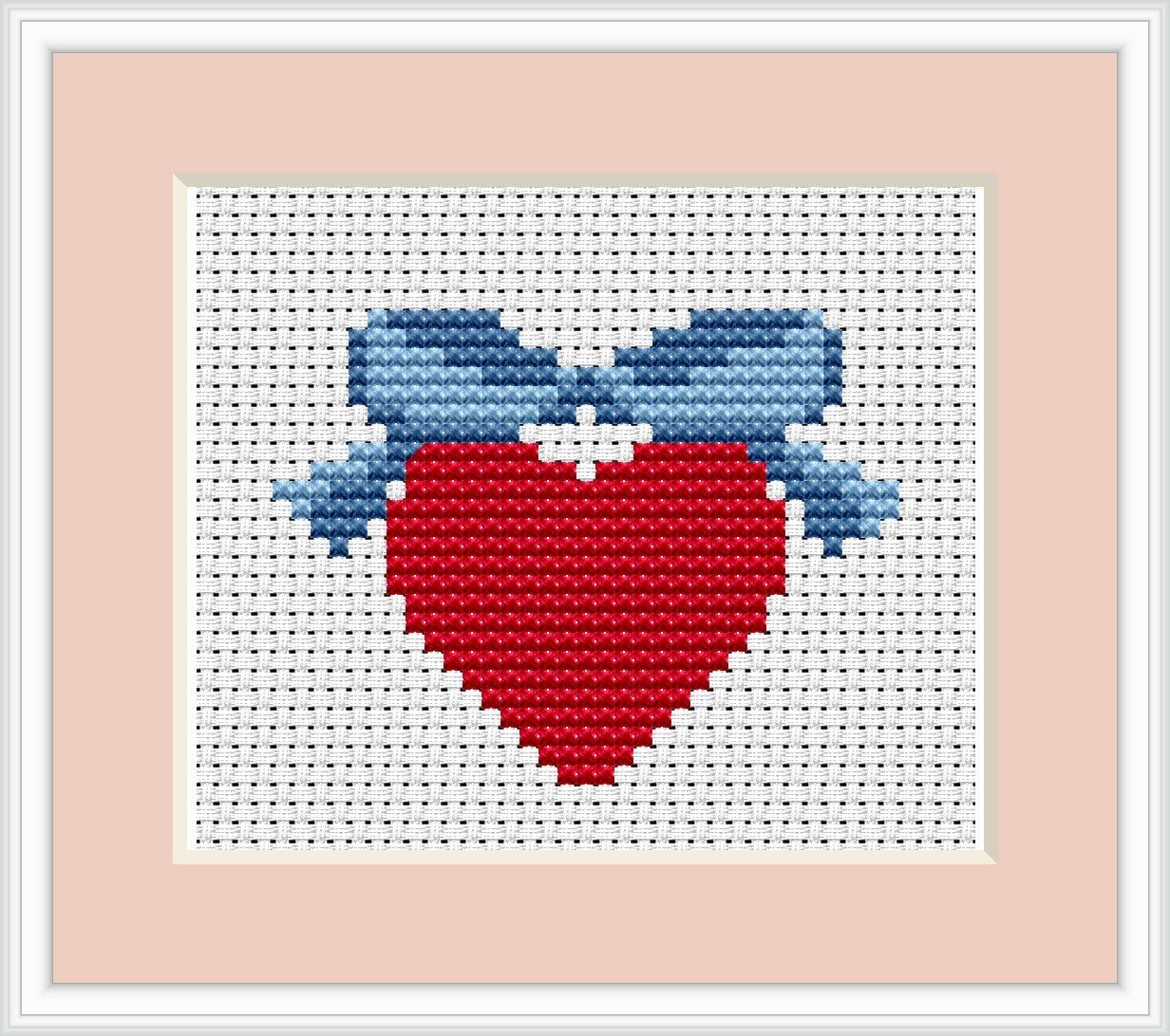 Love Heart Cross Stitch Kit - Luca S - Beginner 6.4cm x 5cm : Amazon.co ...