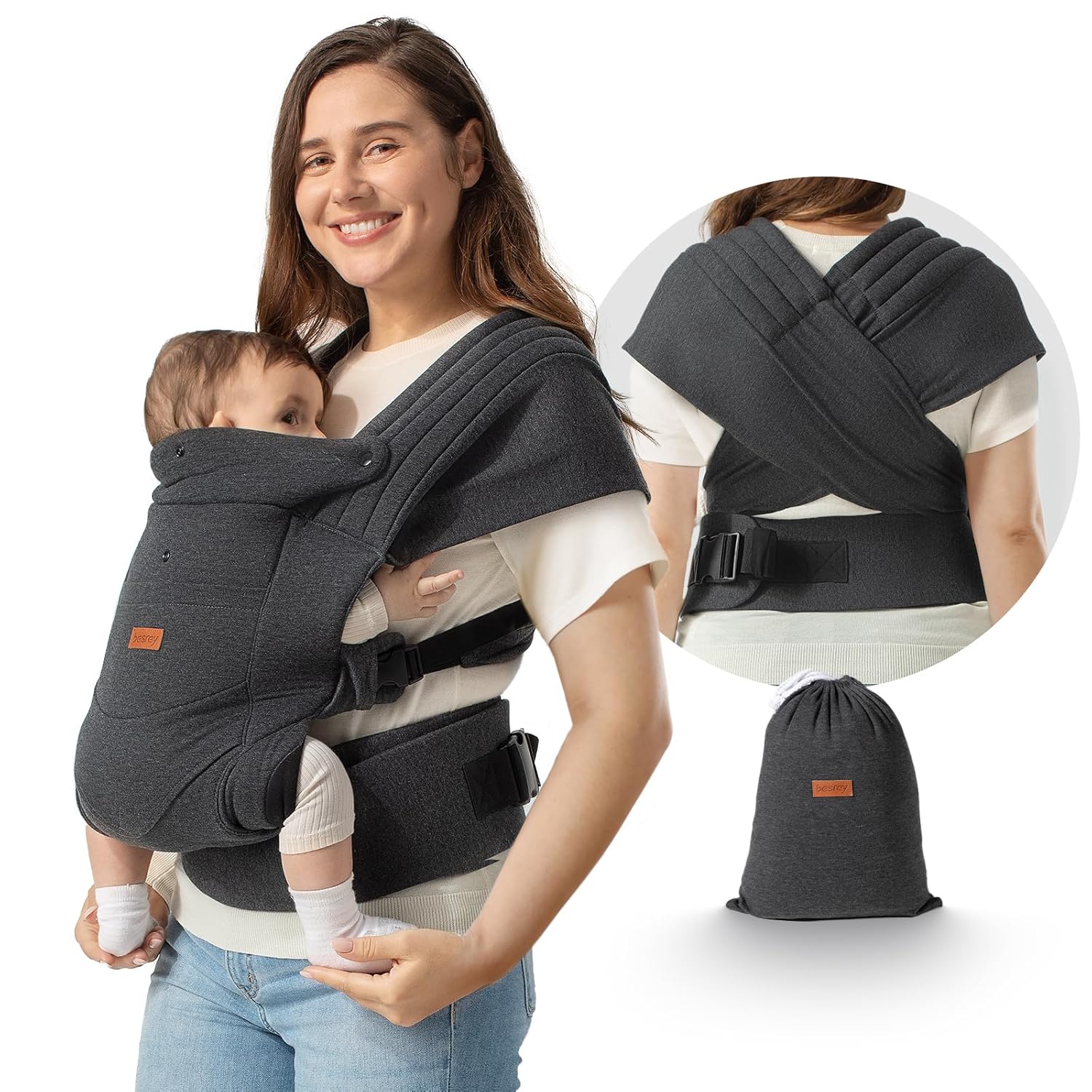 Amazon.com : Newborn Carrier, Baby Carrier with Head Support besrey ...