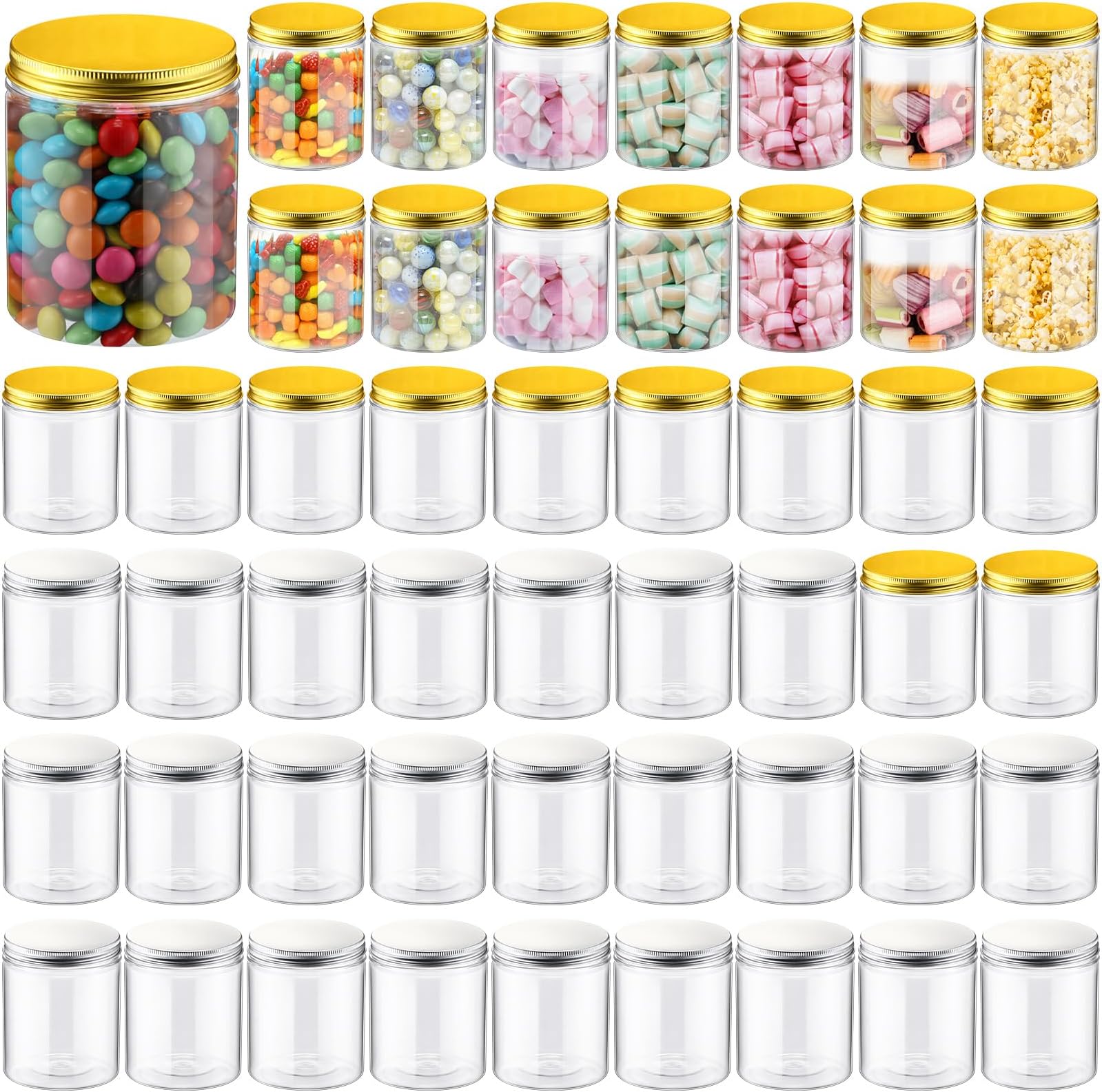 Amazon.com: Mifoci 50 Pcs 16 oz Clear Plastic Jars Containers with ...