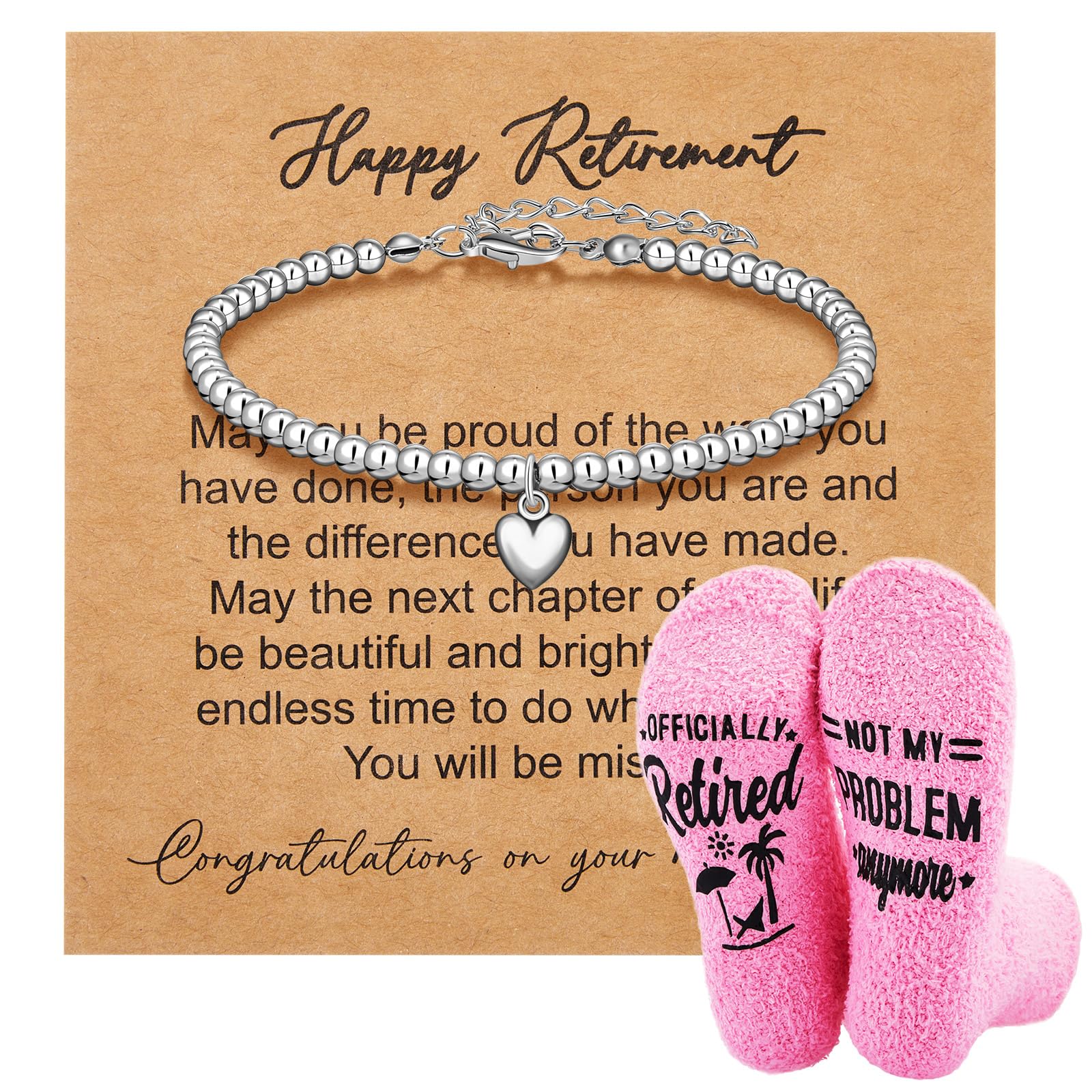 SATINIOR Happy Retirement Gifts for Women Include 1 Pair Pink ...