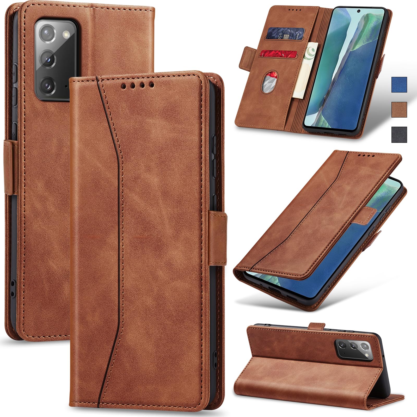 Amazon.com: Jasonyu Flip Wallet Case for Samsung Galaxy Note 20,Leather Magnetic Folio Cover ...