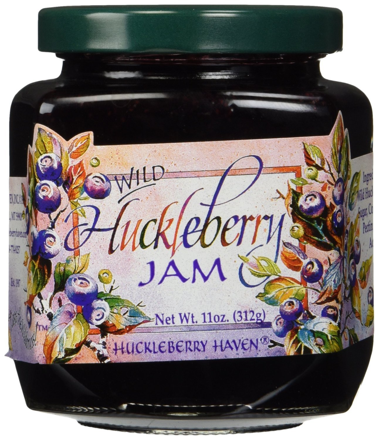 Amazon.com: Huckleberry Haven Wild Huckleberry Jam 11 oz. : Grocery ...