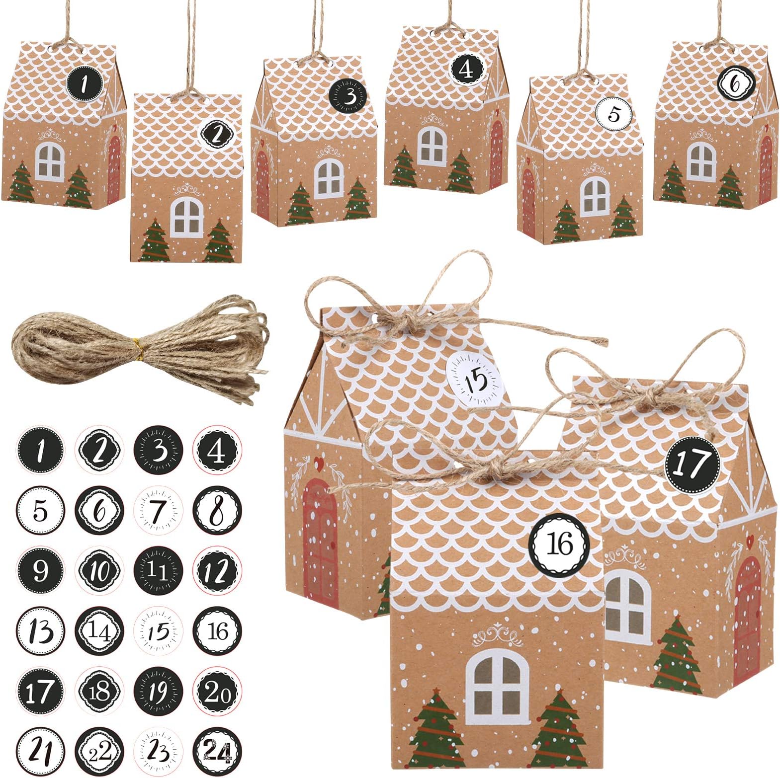 LIHAO 24 PCS Christmas Advent Calendar Box, Advent Gift Boxes Countdown ...