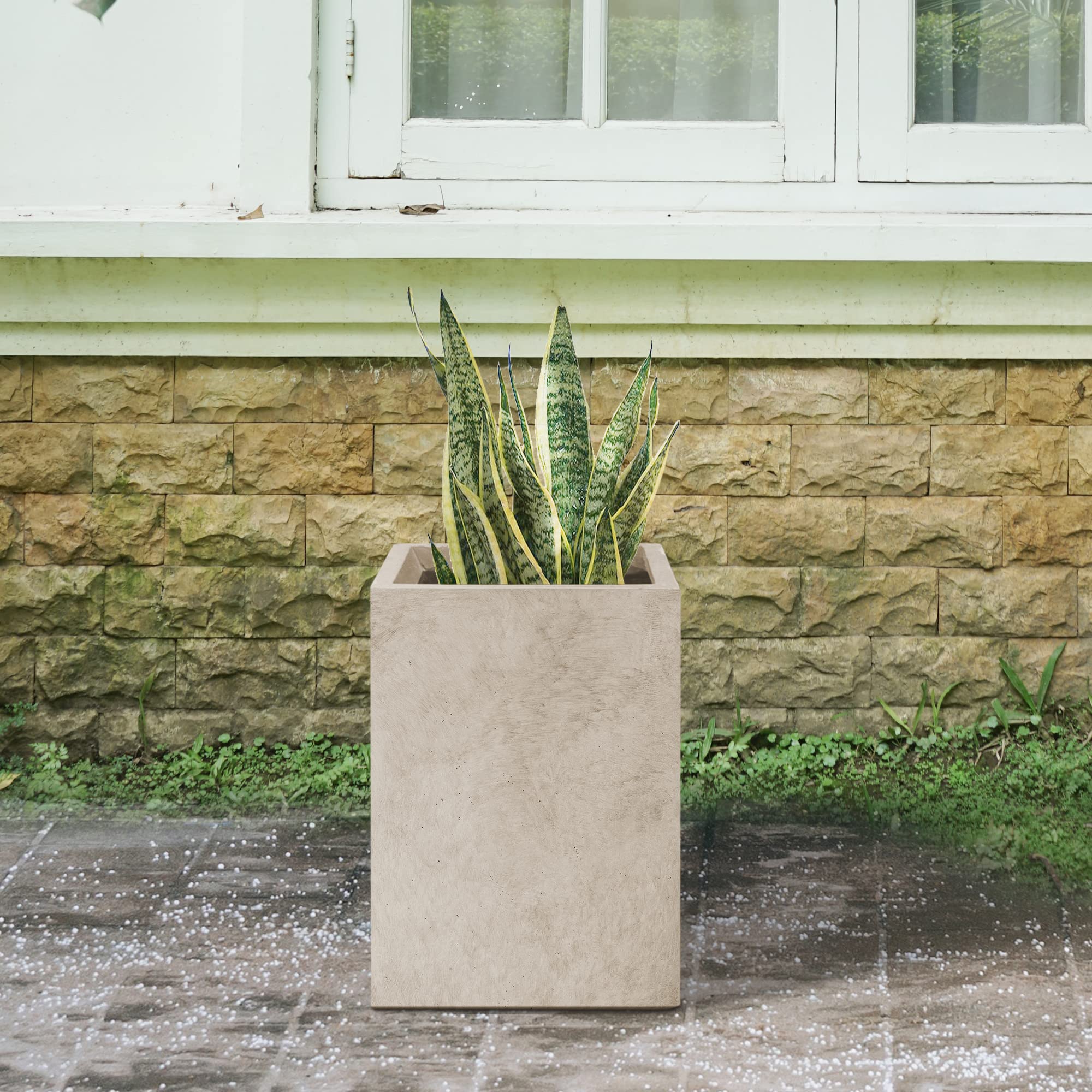 Snapklik.com : Kante 18.5 H Tall Rectangular Concrete Planters, Outdoor ...