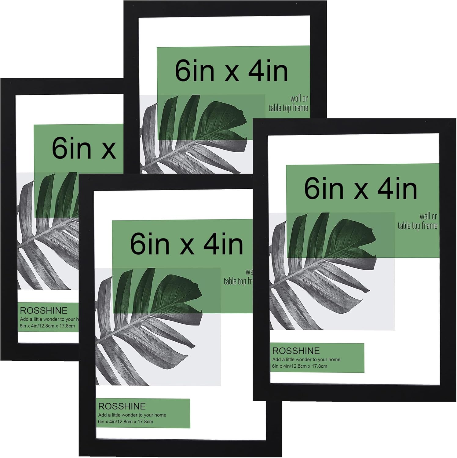 Black 6X4 Picture Frames with Mount, 4pack Solid Wood 6x4 Photo Frames ...