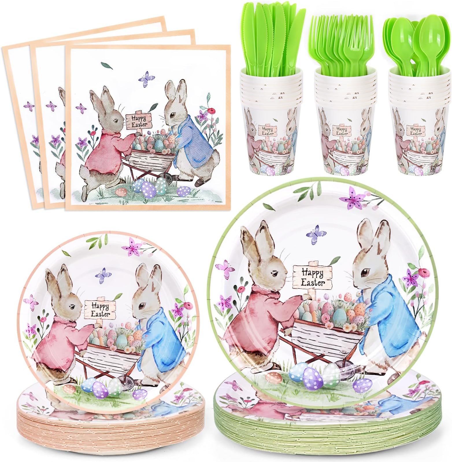 Amazon.com: GAOMON 140pcs Easter Paper Plates and Napkins Sets, Easter ...