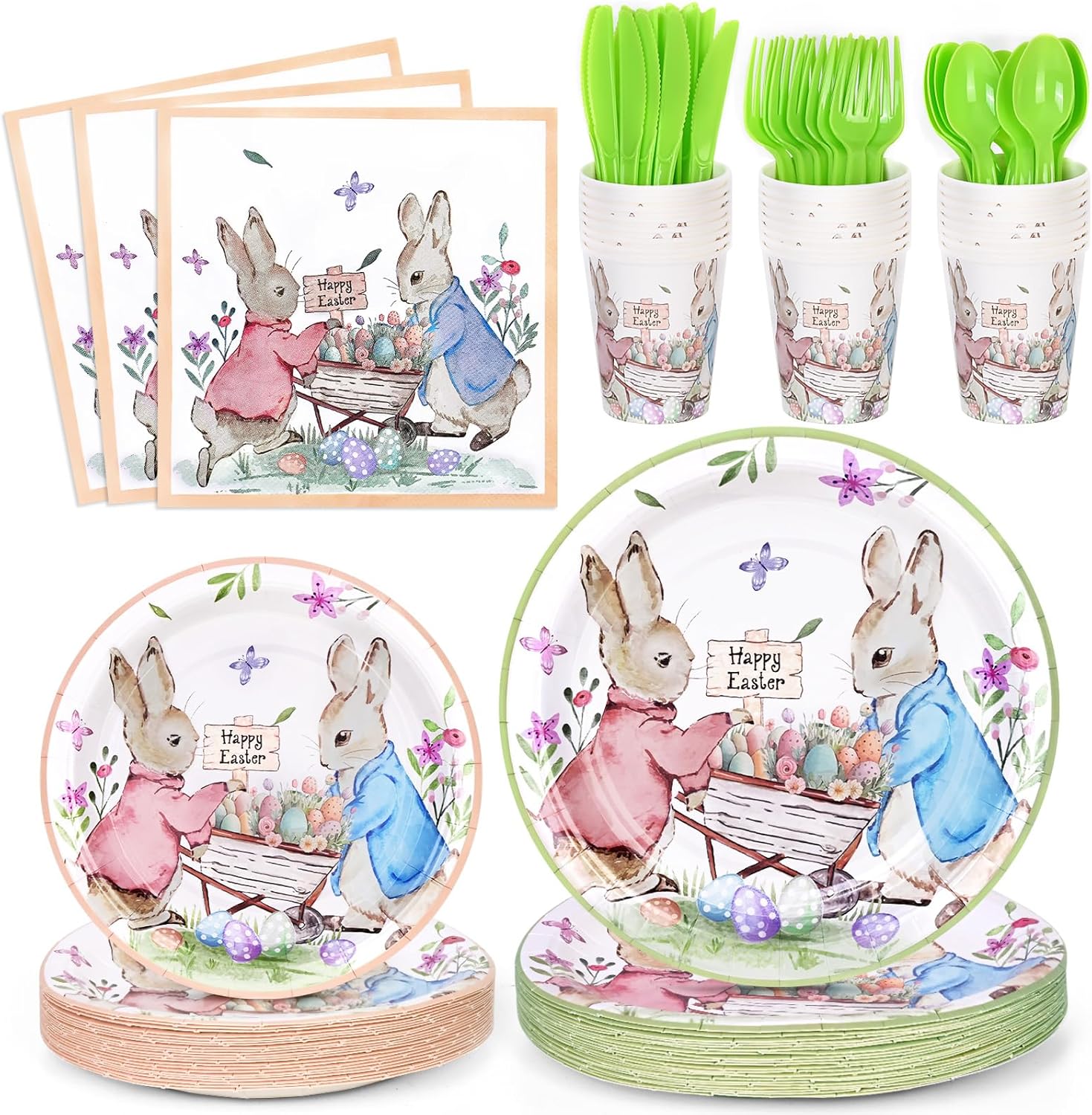 Amazon.com: Homlouue 168 PCS Easter Plates, Easter Plates and Napkins ...