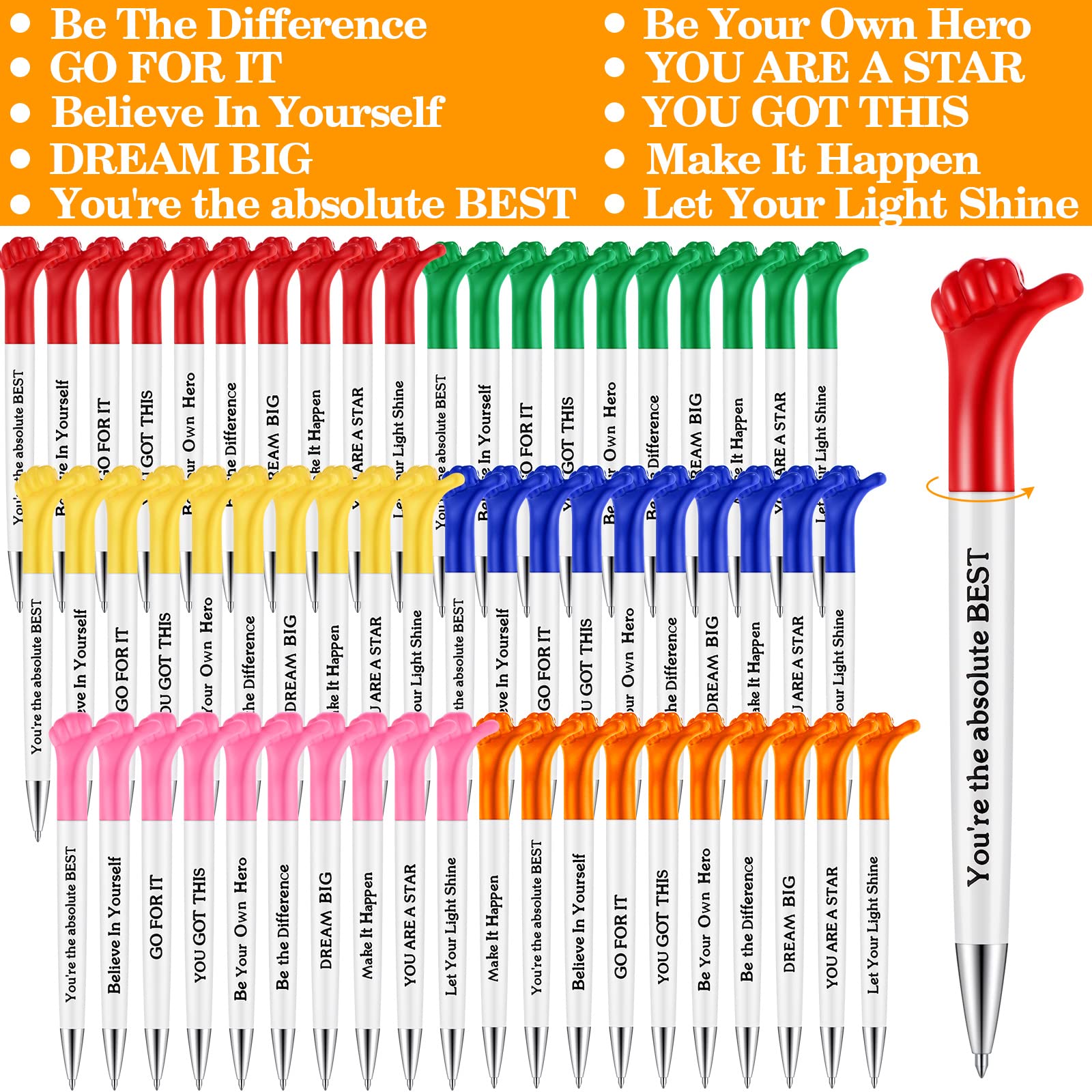 Snapklik.com : Geyee 60 Pieces Thumbs Up Pens Bulk Affirmation ...