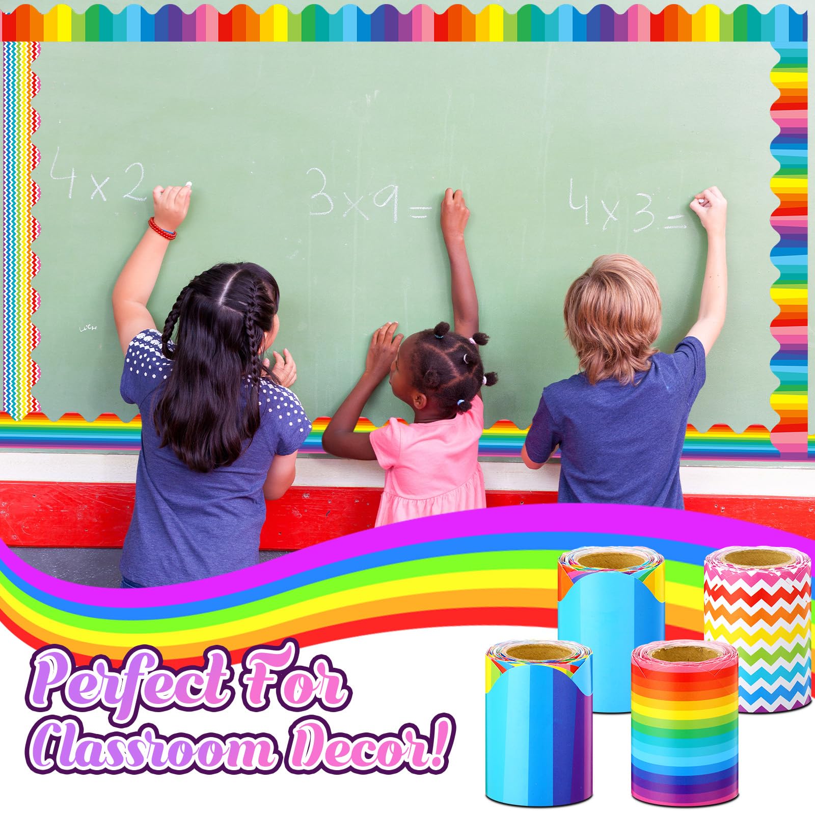 Snapklik.com : 4 Rolls 131 Ft Rainbow Bulletin Board Borders For ...