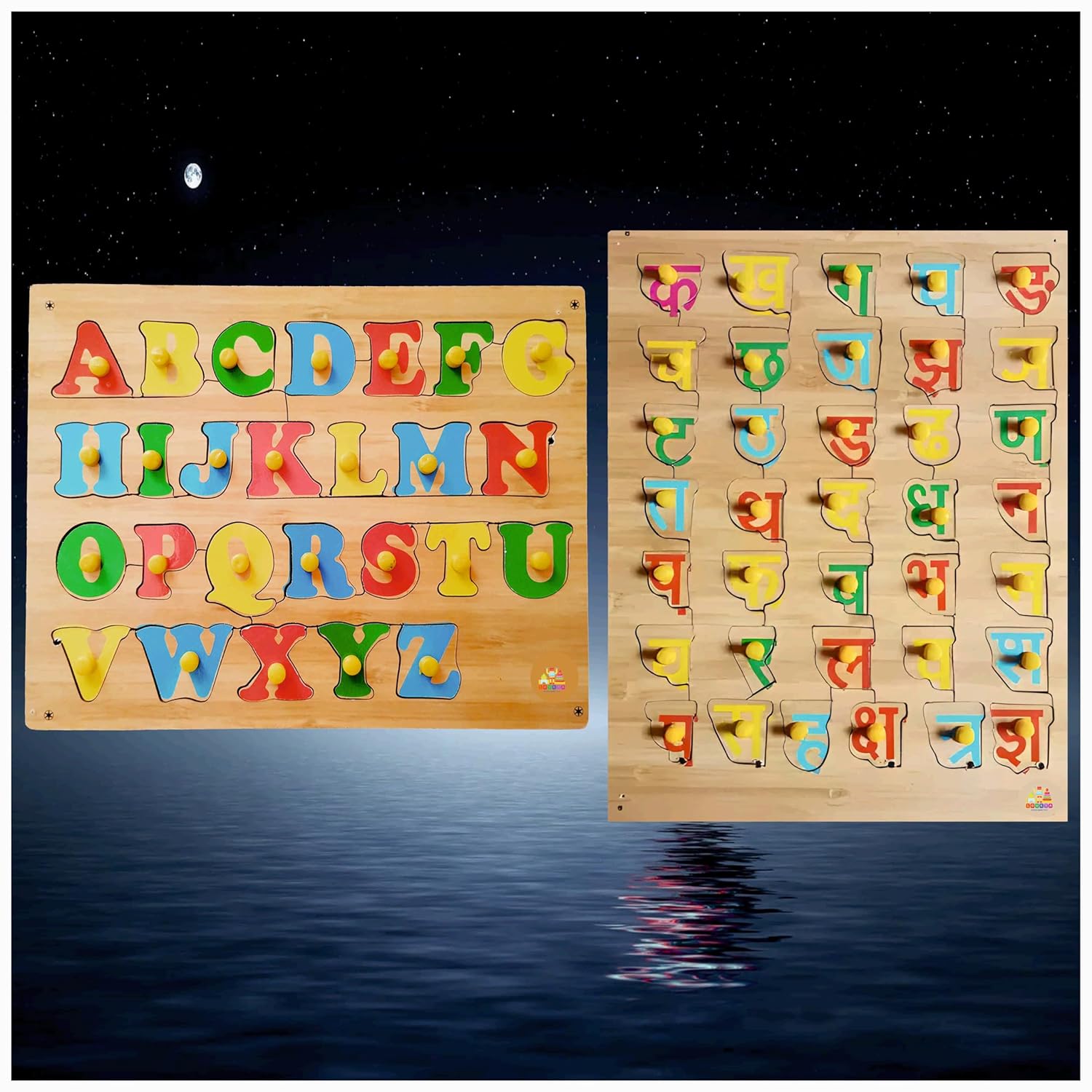 Loukya Capital Alphabet and Hindi Varnamala Puzzle Board for Kids Combo ...