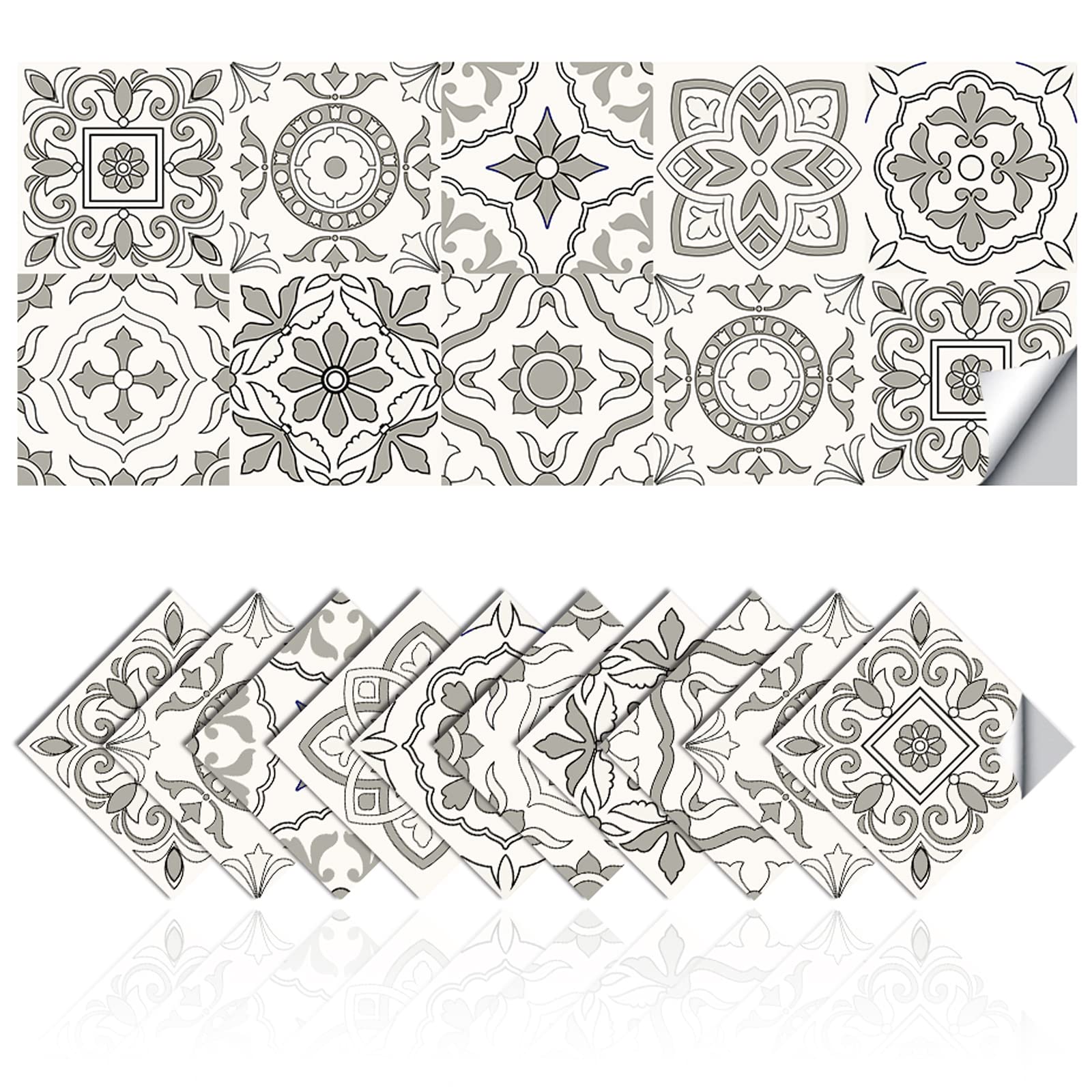 Amazon.com: Tile Stickers Wall Decor Bathroom Kitchen Wall Sticker ...