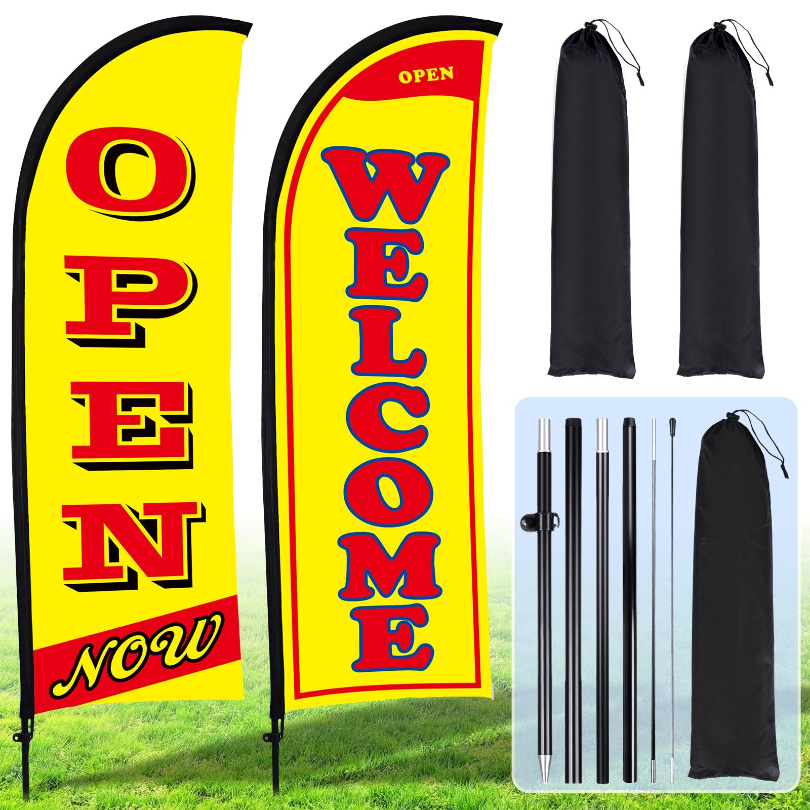 Amazon.com: Buryeah 2 Sets Now Open Flag Banner for Business ...