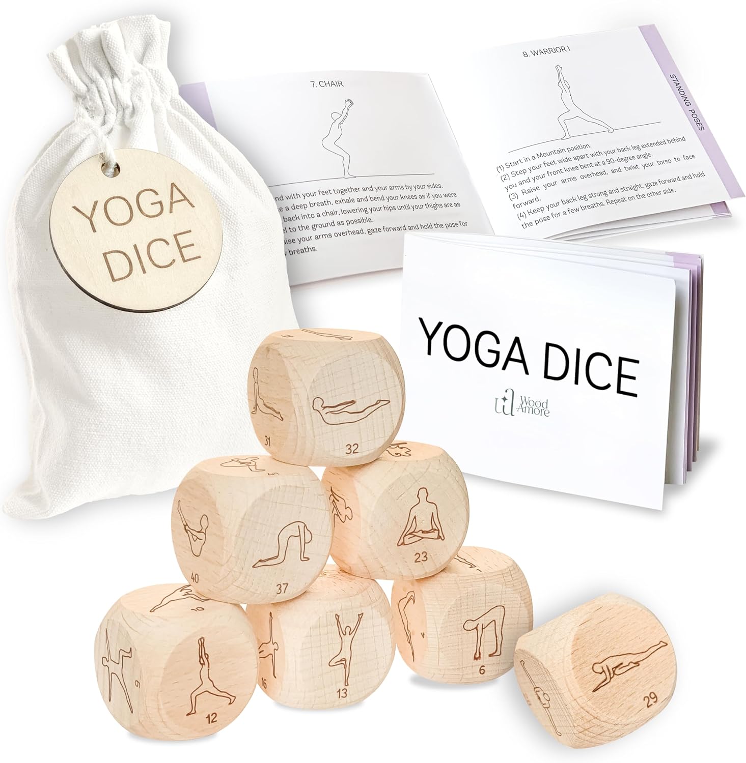Amazon.com: WOODAMORE Wooden Yoga Dice Game - Meditation Yoga Gifts for ...
