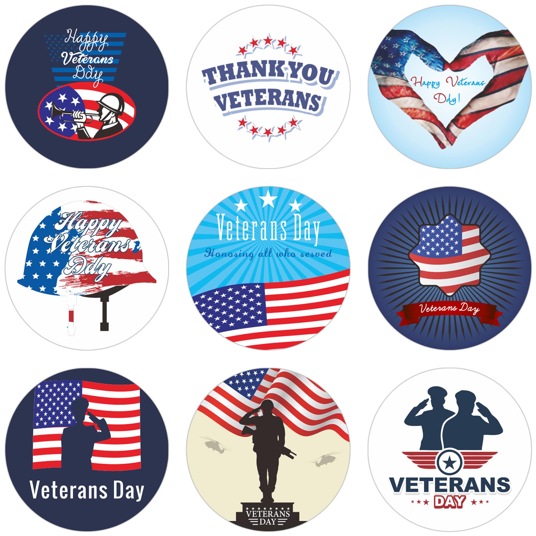 Amazon.com: Happy Veterans Day Round Stickers Party Supplies Happy ...