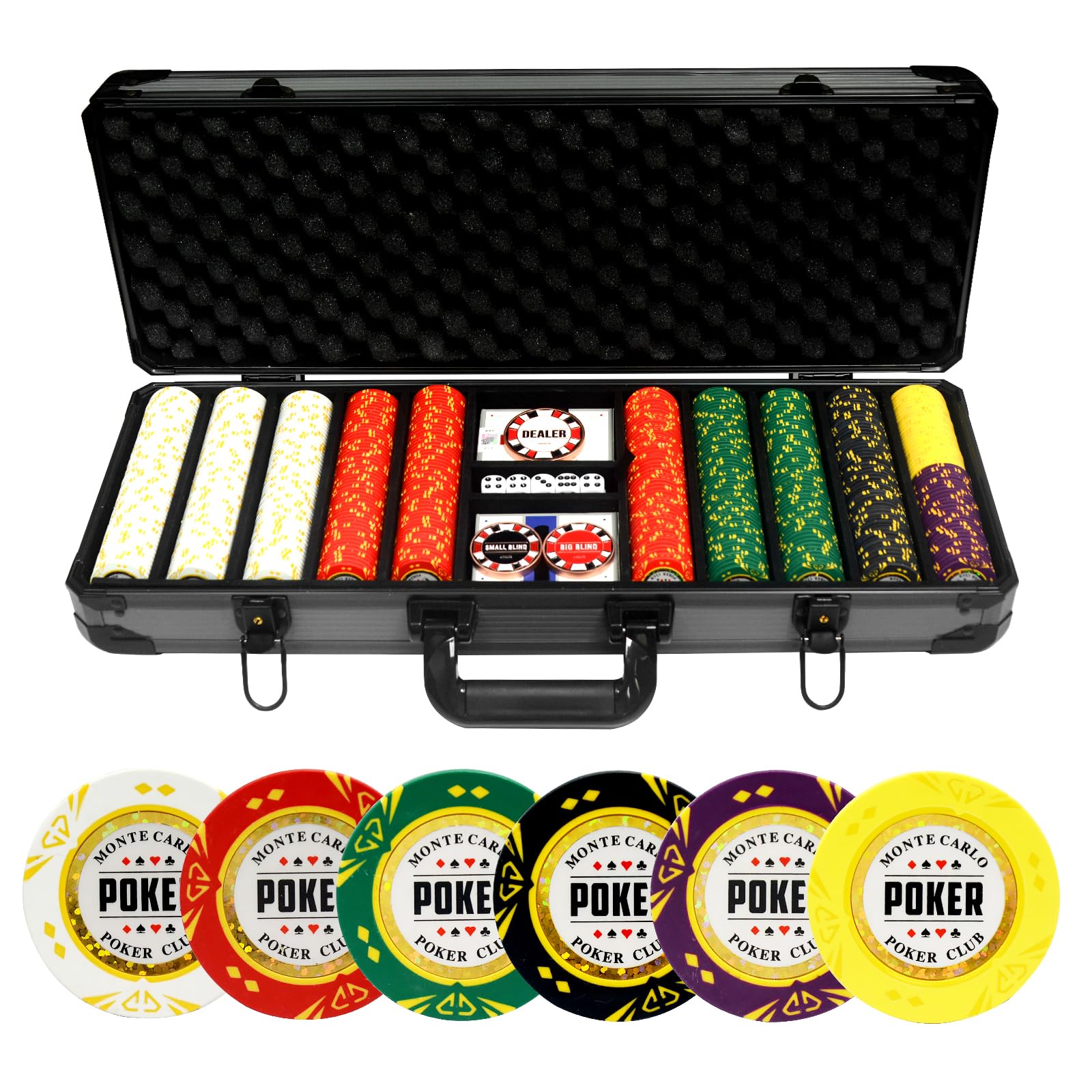 Amazon.com: JIESITE 14 Gram Clay Poker Chips Set Texas Hold’em 500PCS ...