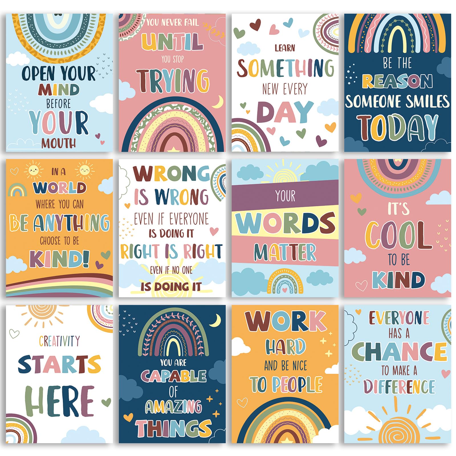 Classroom Posters Elementary 12PCS Pastel Motivational Posters For ...
