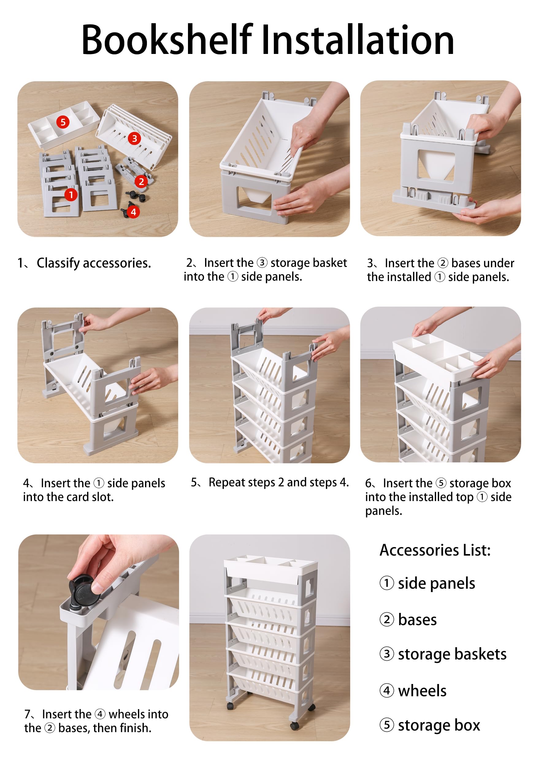 Snapklik.com : 5 Tier Book Rack Storage Bookshelf, Mobile Bookshelf