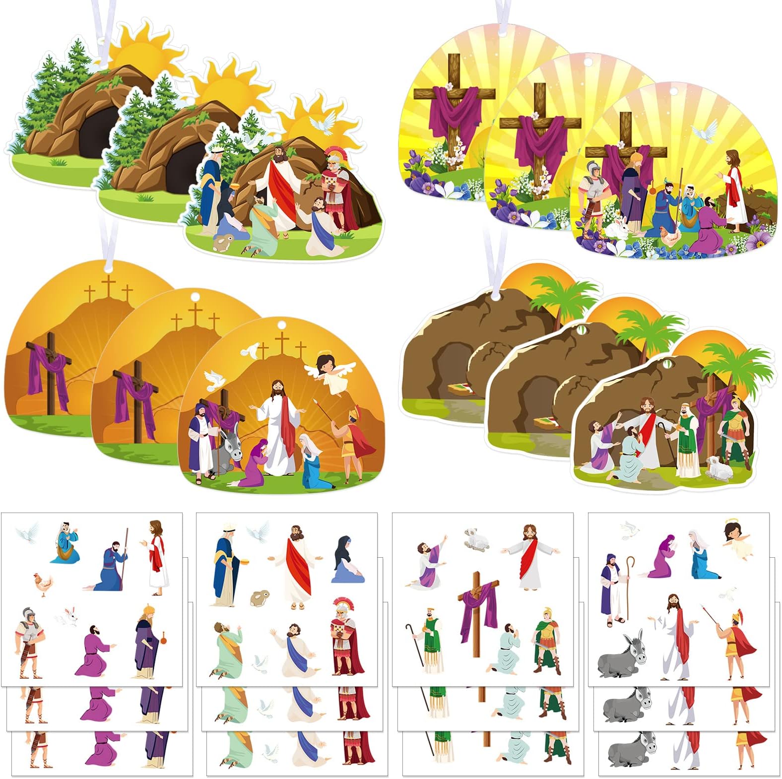 Amazon.com: Motiskyy 60 Pcs Easter He Live Jesus Sticker Scenes Door ...