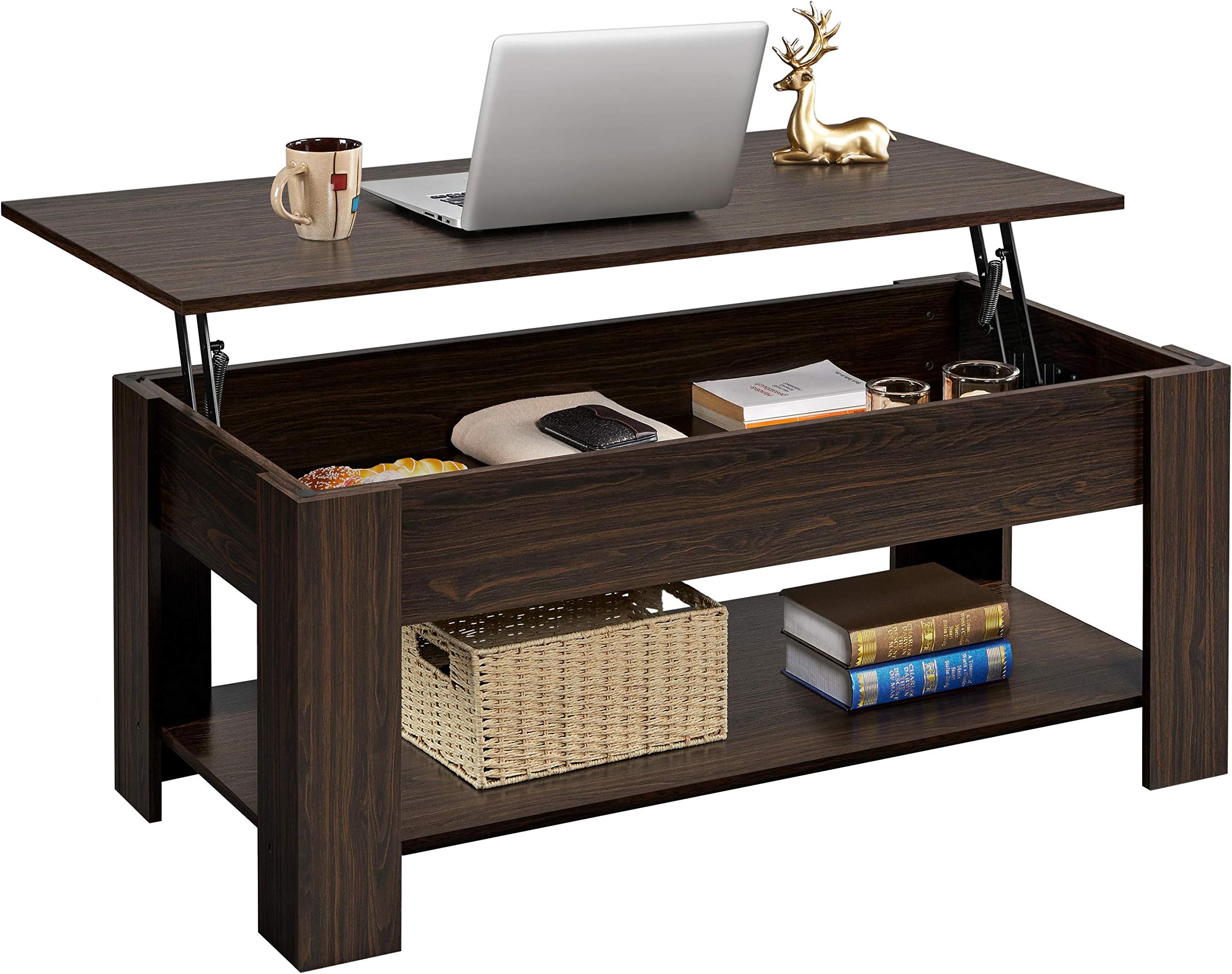 Amazon.com: Yaheetech Modern Lift-up Top Tea Coffee Table w/Hidden ...