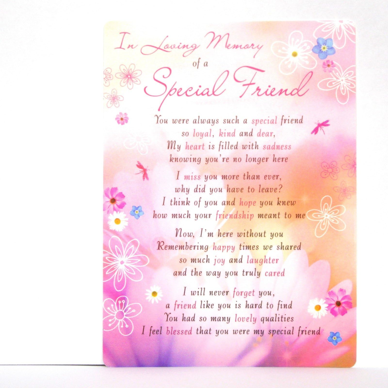 Friend In Heaven Memorial Graveside Poem Keepsake Card Includes Free ...