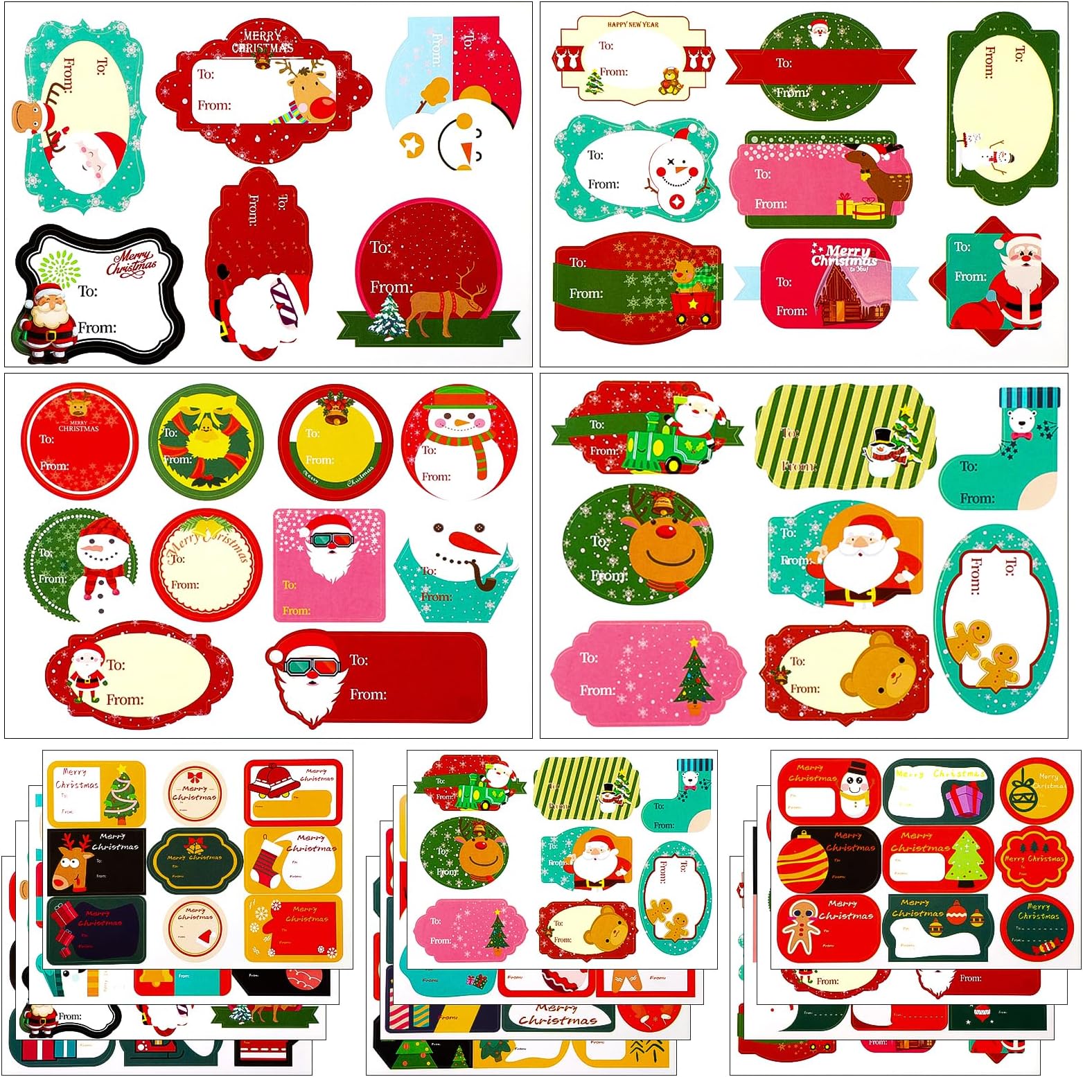 Hemiks 136 Pcs Étiquettes Autocollantes Noel, 16 Feuilles Etiquette ...