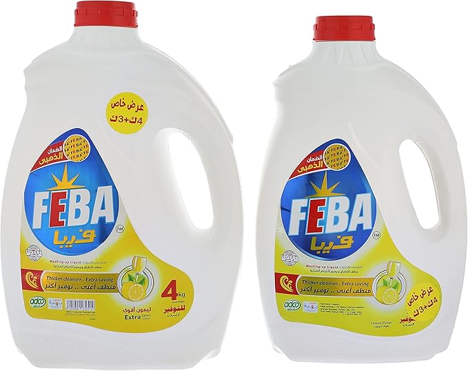Feba dish washing liquid with lemon scent, 2 pieces - 7 kg (scent may ...