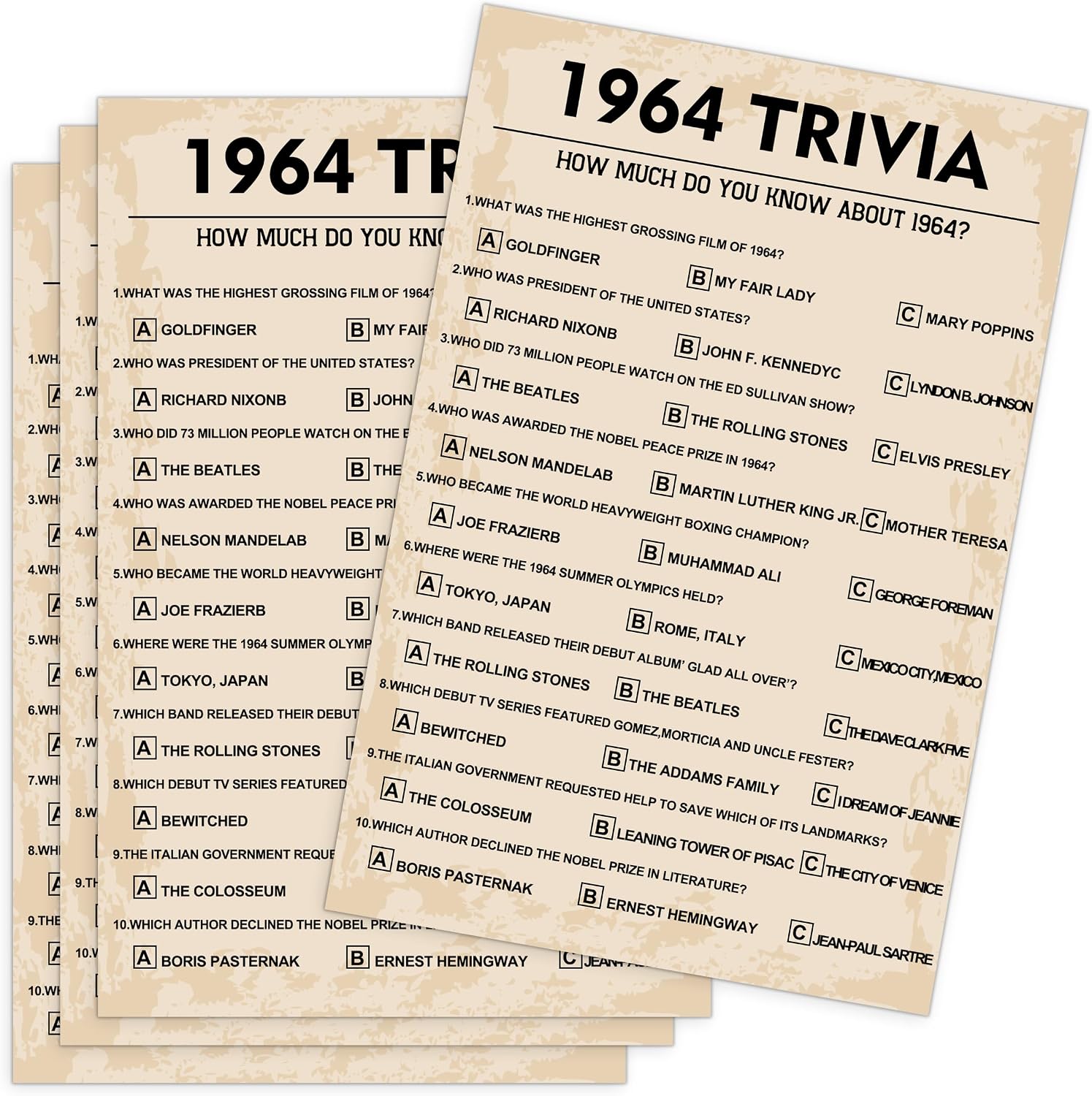Amazon.com: 60th Birthday Party Games, 1964 Trivia Games, Birthday ...
