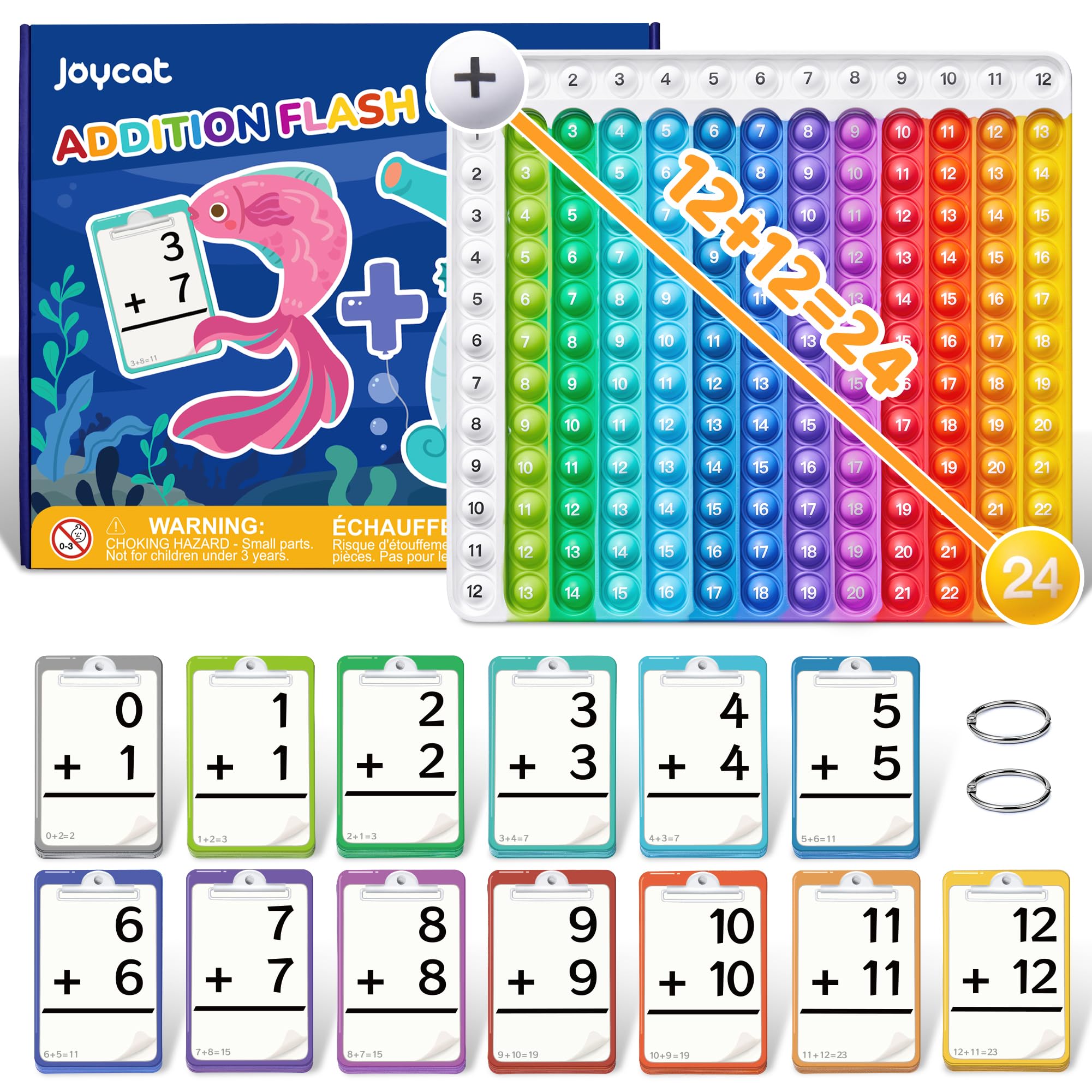 Snapklik.com : JoyCat Addition Flash Cards - 78 Hole Punched Math Flash ...