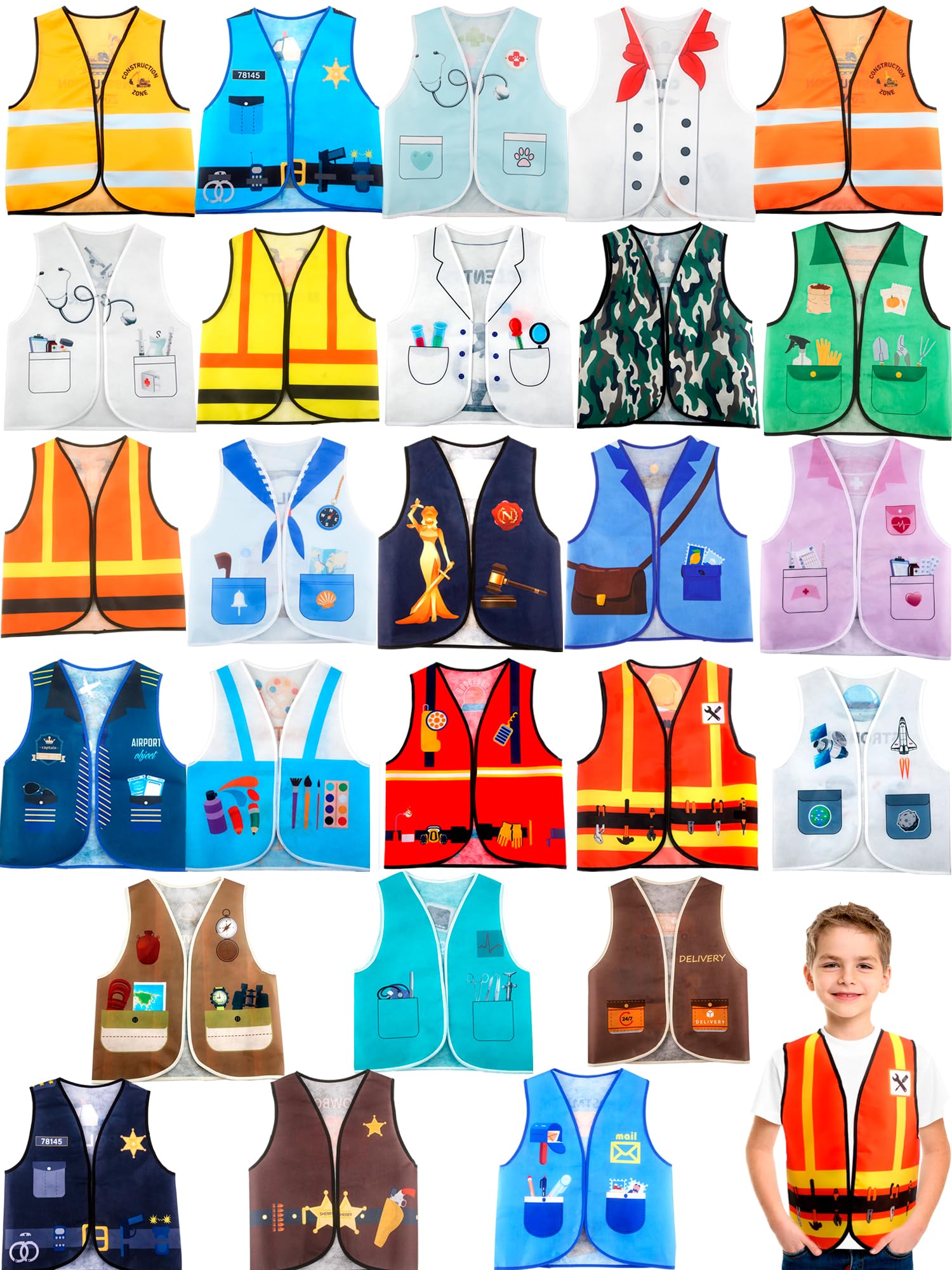 Amazon.com: Puteraya 26 Pcs Kids Community Helper Dress Up Vest Bulk ...