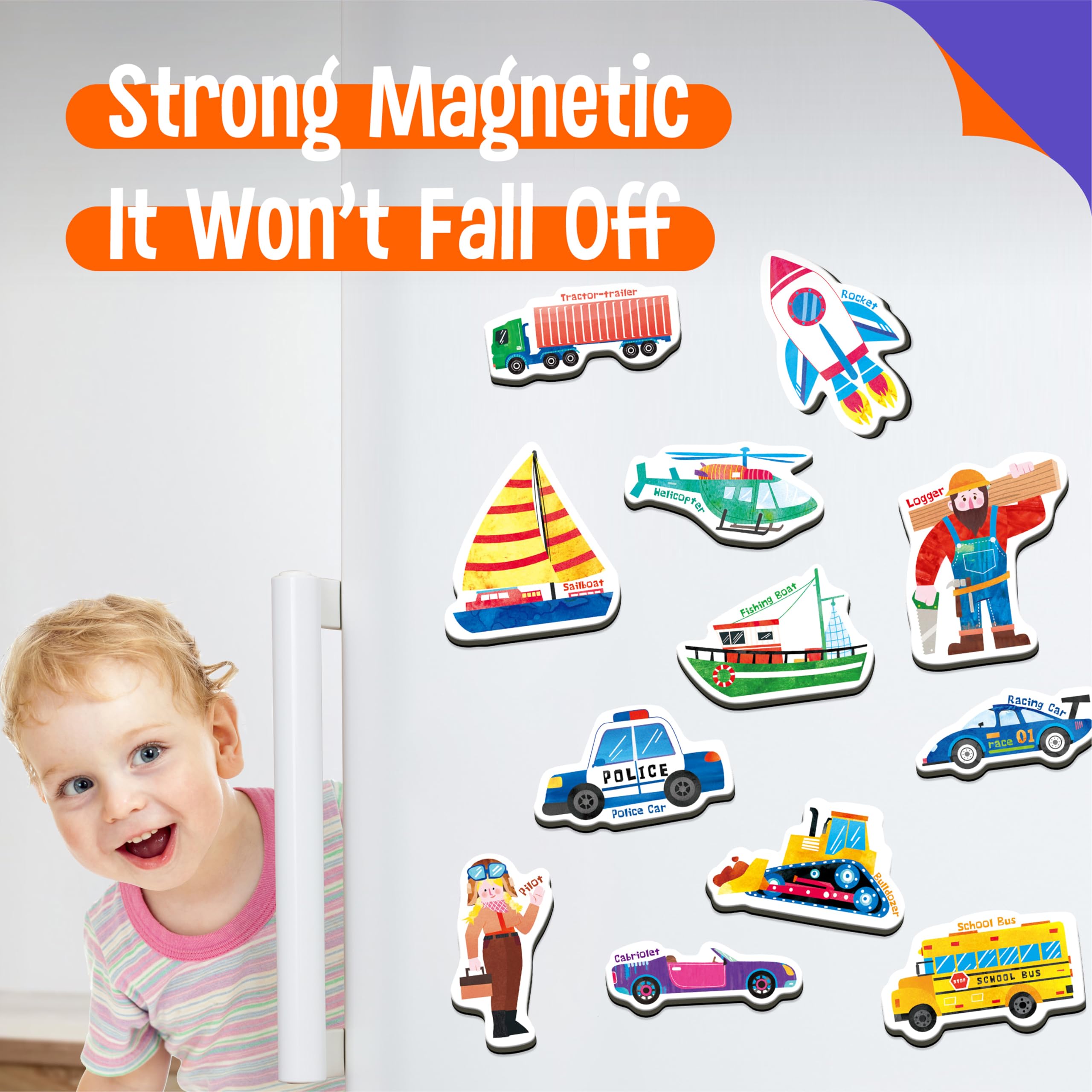 Snapklik.com : 50 PCS Magnetic Vehicles & Professions, Vehicle Fridge ...