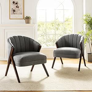 Amazon.com: HULALA HOME Modern Accent Chairs Set of 2 with Seashell ...