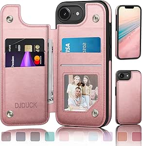 Amazon.com: DJDUCK Designed for iPhone 16E Case Wallet with Card Holder, [Magnetic Clasp Cover ...