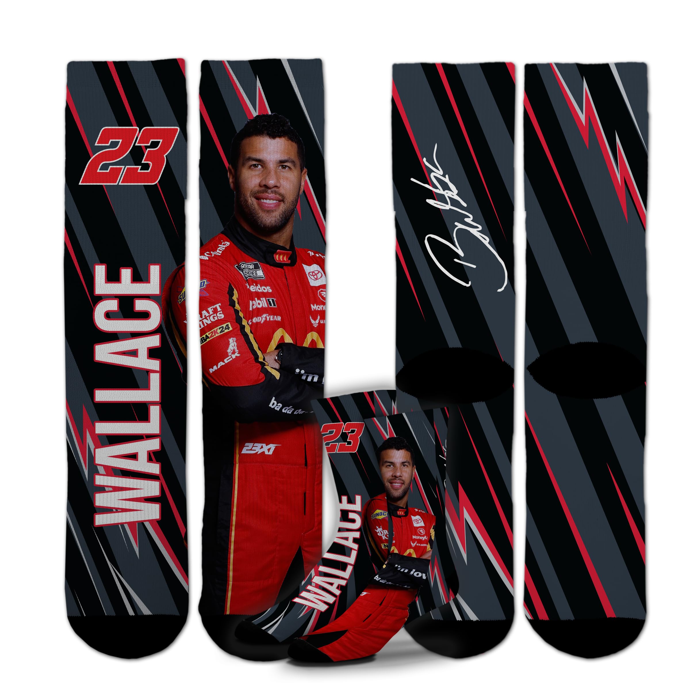 Amazon.com : For Bare Feet NASCAR Bubba Wallace Big Energy Crew Sock ...