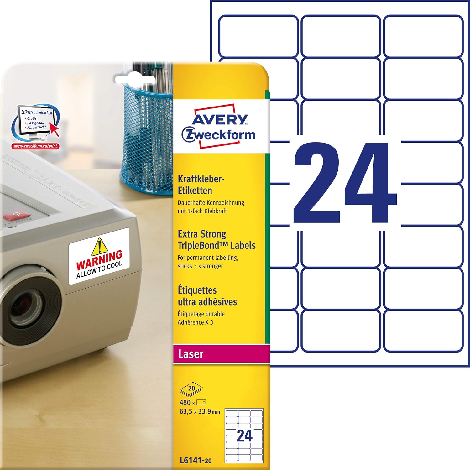Amazon.com : Avery 6431/1 Dot Matrix Labels (Reams of 102 x 49 mm ...