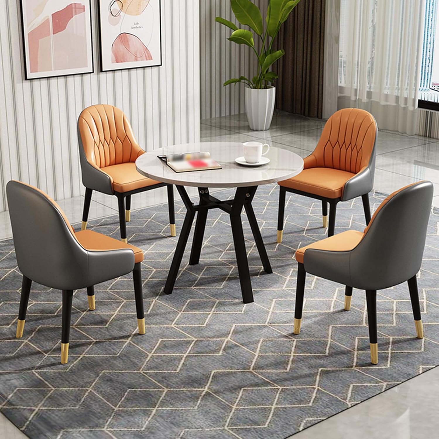 Amazon.com: LXURY Round Conference Table for 4, Office Reception Room ...