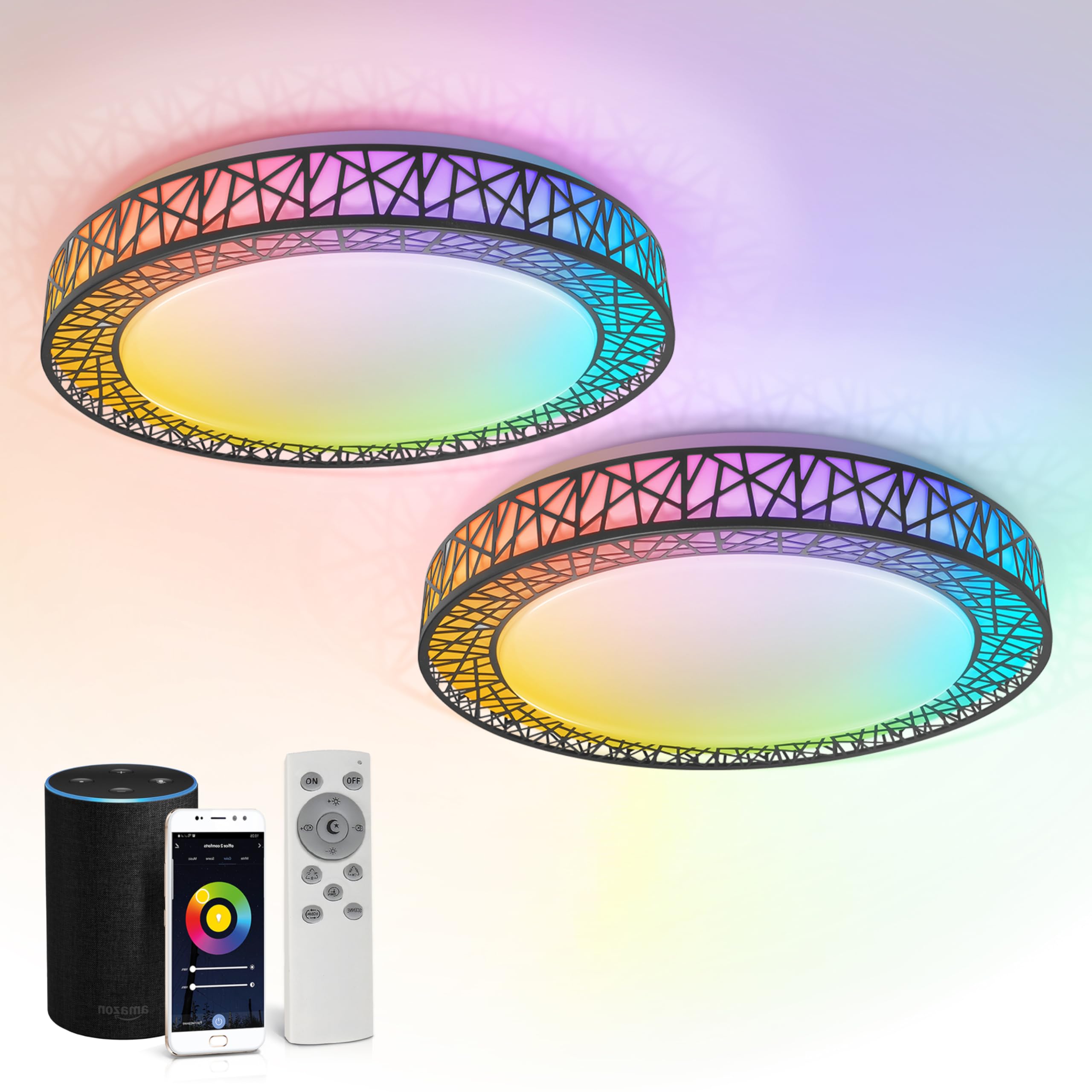 Snapklik.com : ASD 20 Inch Smart RGBW Flush Mount Ceiling Light