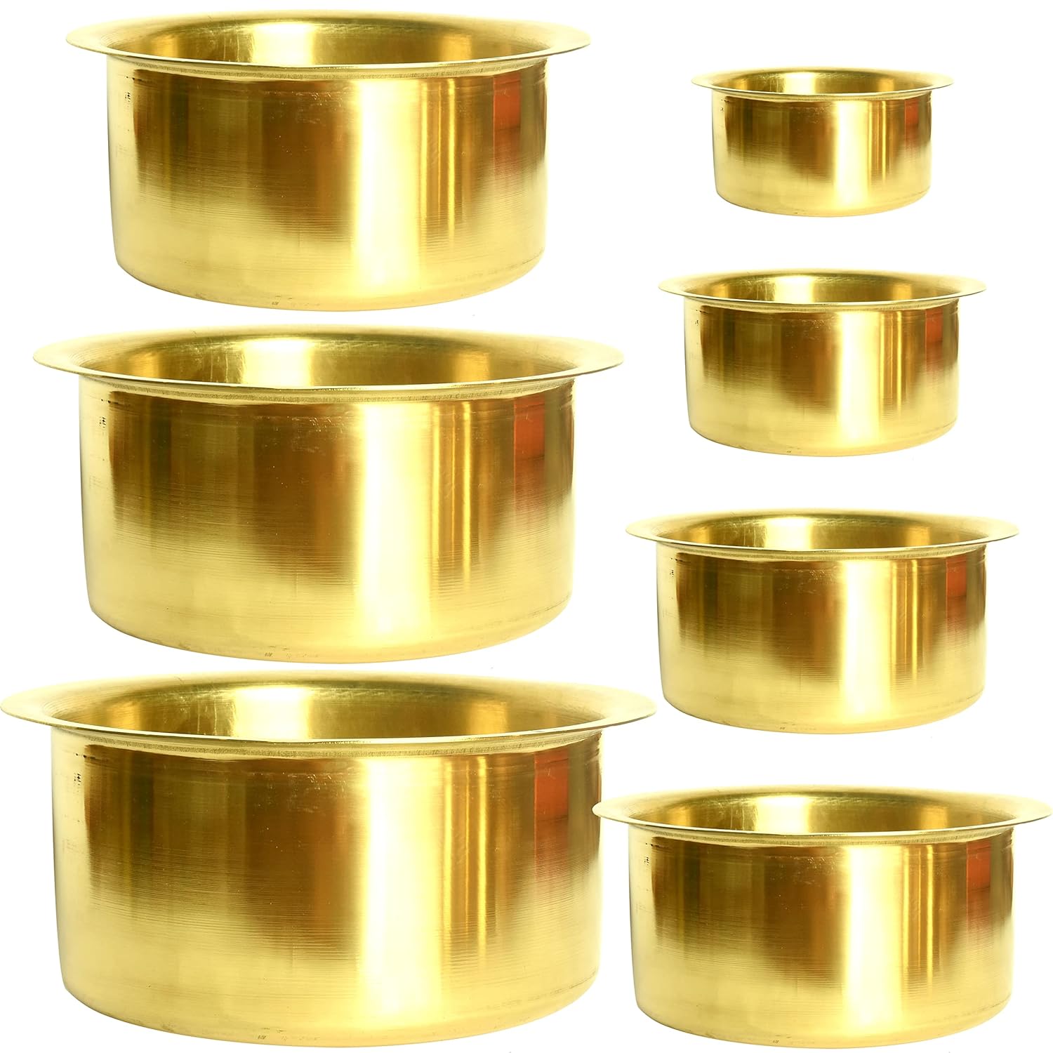 Buy HOKOYA Brass Patila Set of 7 for Cooking and Storing Up to 4 Litre ...