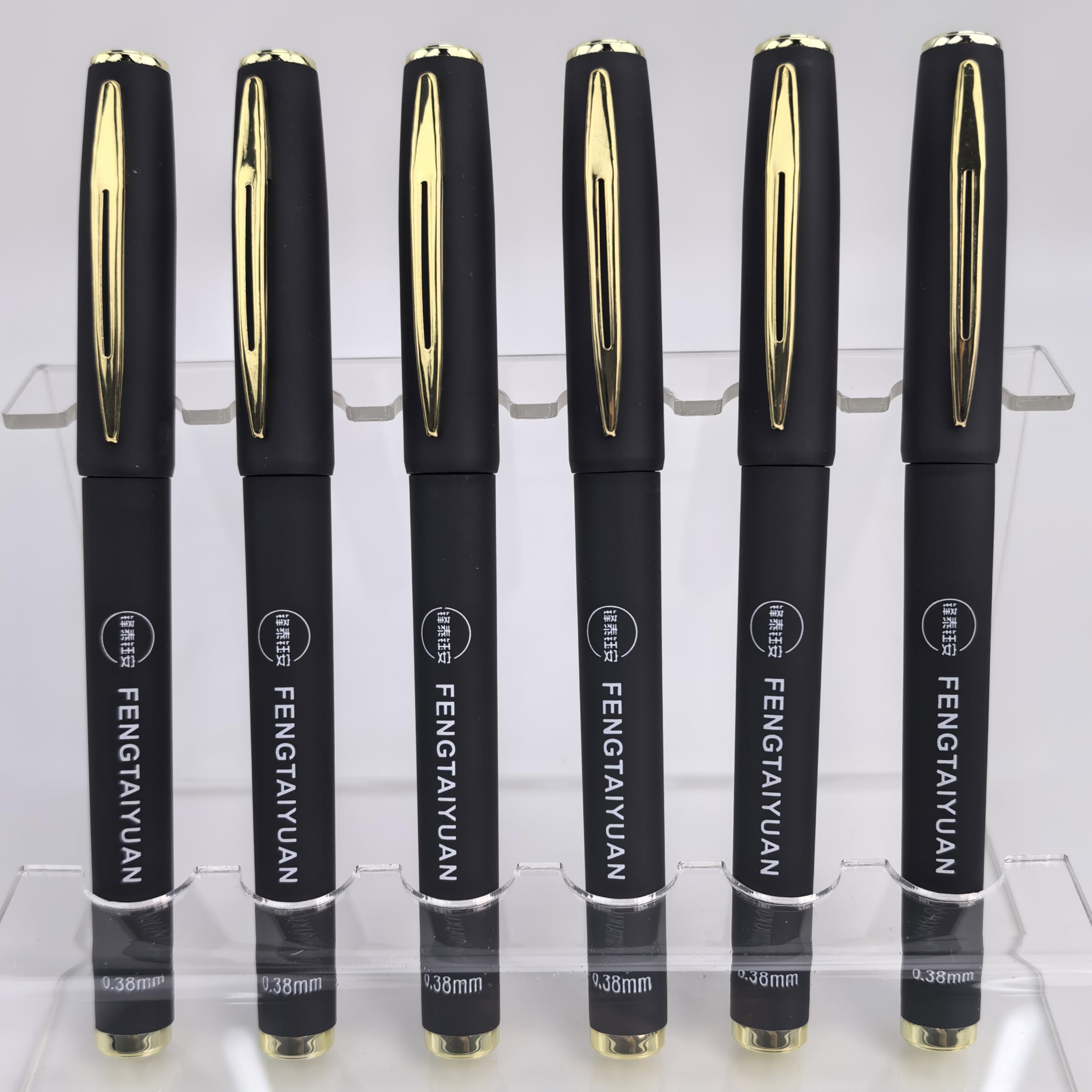 Fengtaiyuan 038P18x6, Black Gel Ink Roller Ball Pens, Black Ink, Ultra ...