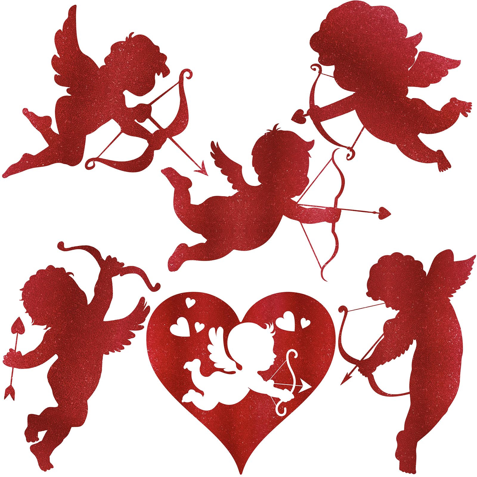 Amazon.com: Valentine's Day Glitter Cupid Cutouts - 18-Pack Red Heart ...