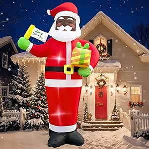 Amazon.com: GUDELAK 12 FT Giant Christmas Inflatable Outdoor Decoration, Black Santa Inflatable ...