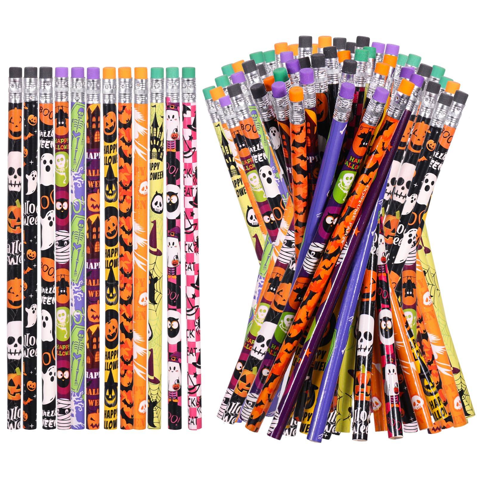 Amazon.com: emzrivo Halloween Pencils with Eraser Assortment Halloween ...