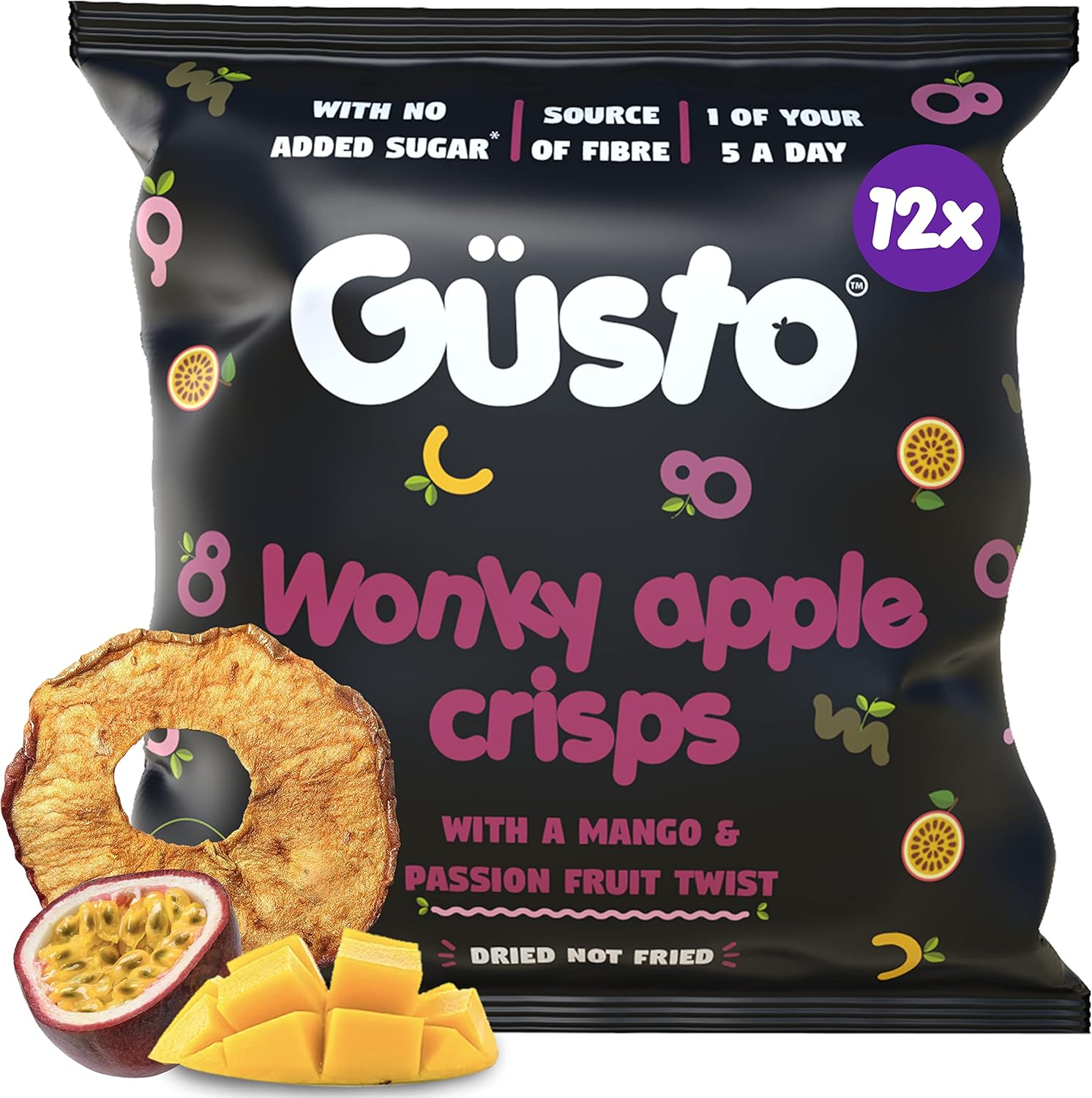 GUSTO SNACKS Crunchy Apple Crisps with a Passion fruit & Mango Juice ...