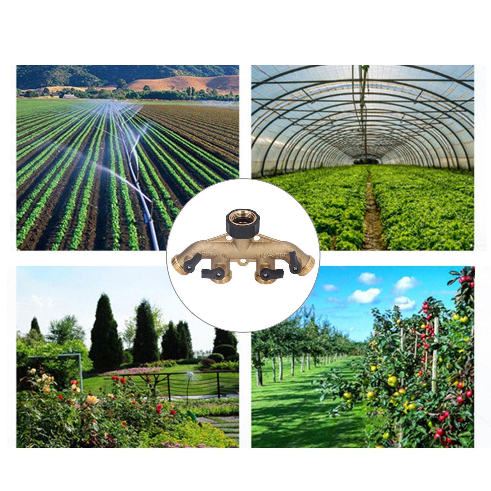 4 Way Hose Faucet Manifold Water Pipe Splitter Brass Connector ...