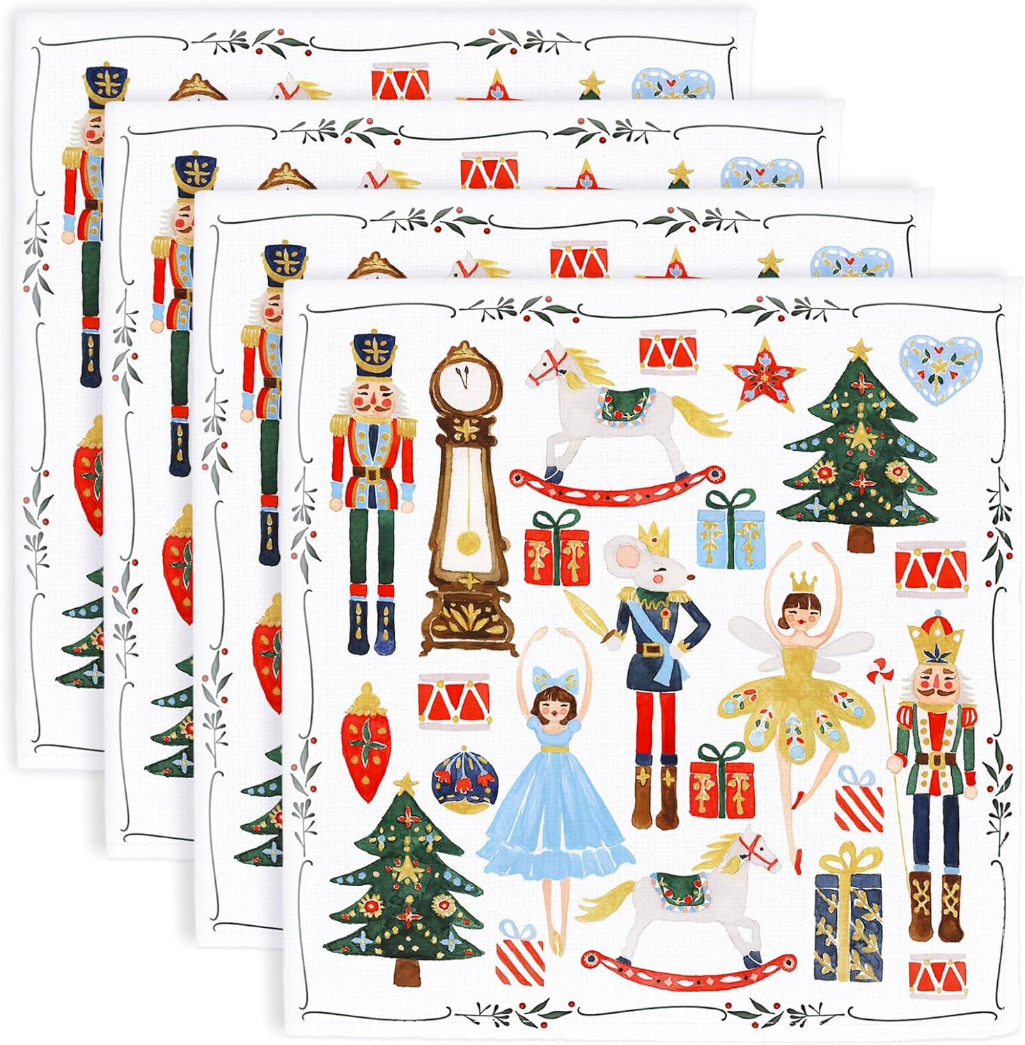 Amazon.com: JarThenaAMCS Set of 4 Nutcracker Cloth Napkins Christmas ...