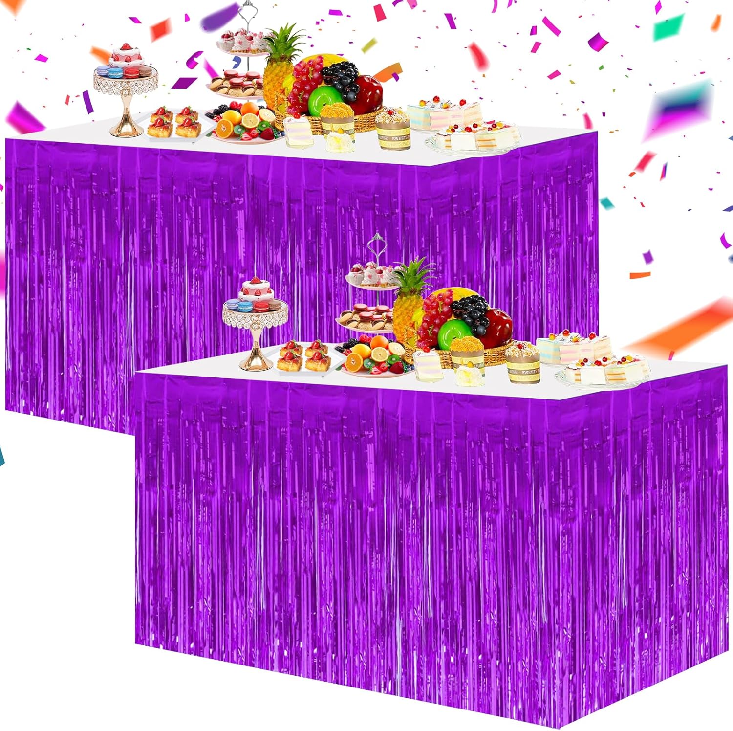 Amazon.com: BEISHIDA 2 Pack Dark Purple Metallic Tinsel Foil Fringe ...