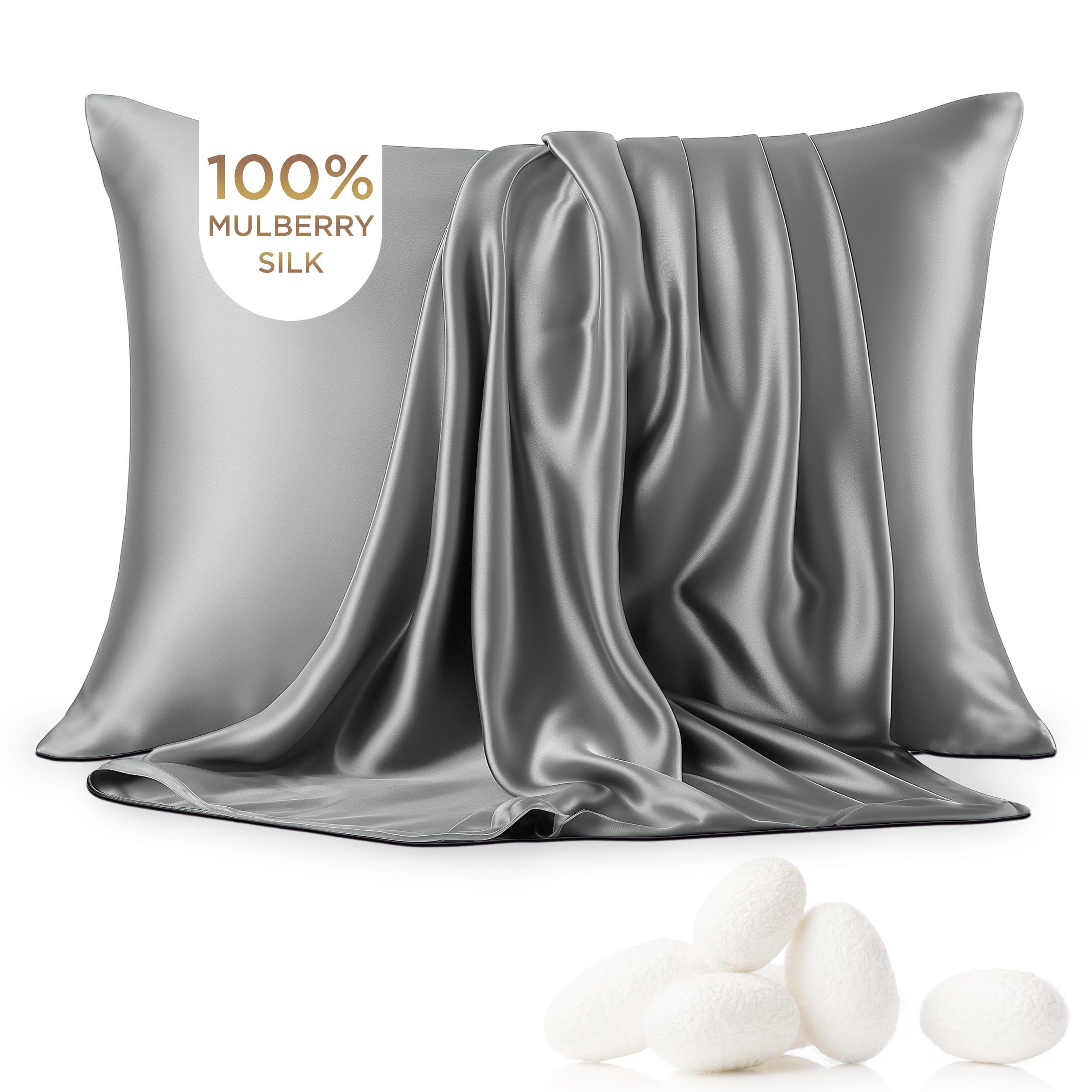 Amazon.com: Bedsure 100% Mulberry Silk Pillowcase for Hair and Skin ...