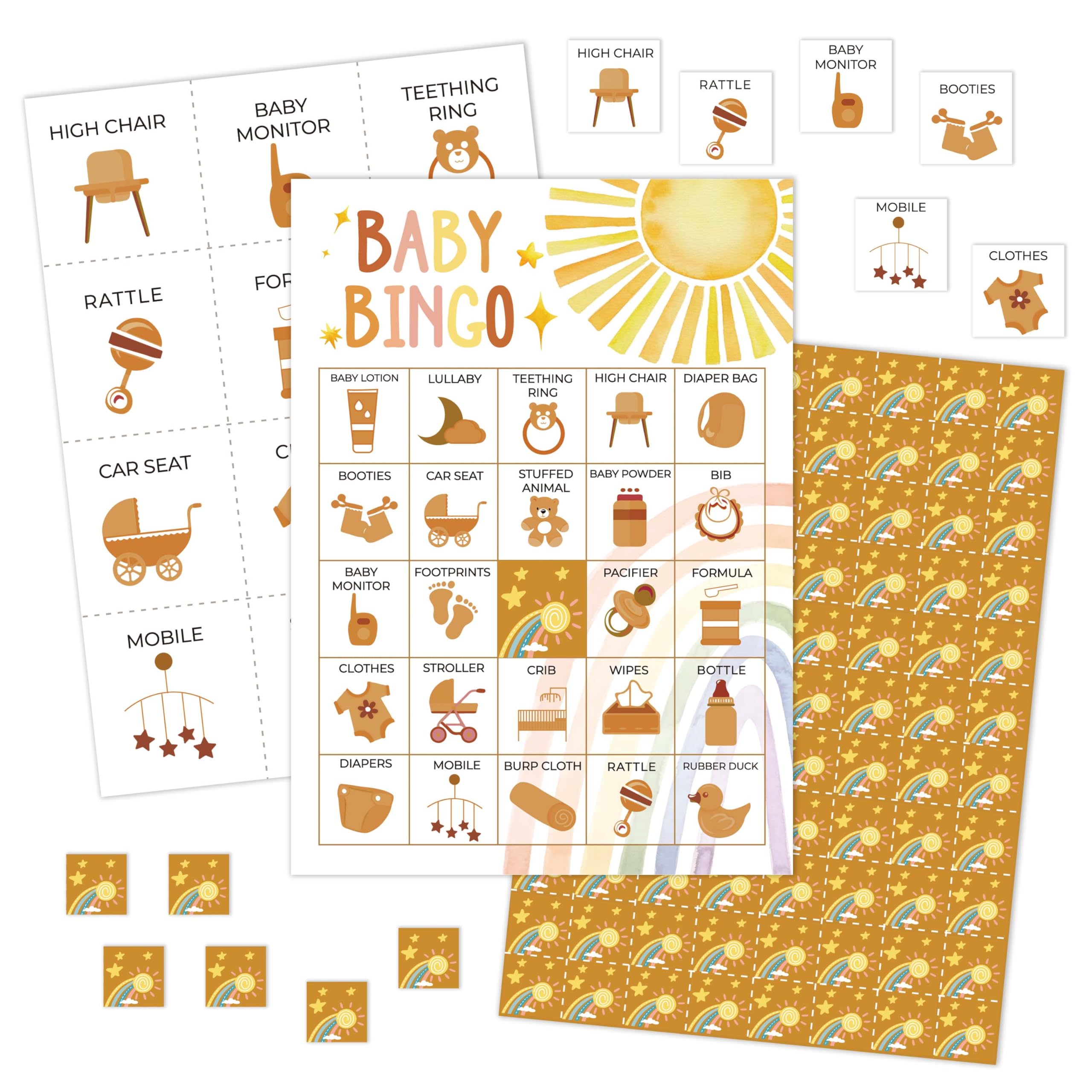 Rainbow Baby Shower Games Bingo Baby Shower Games & Favours | Sweet